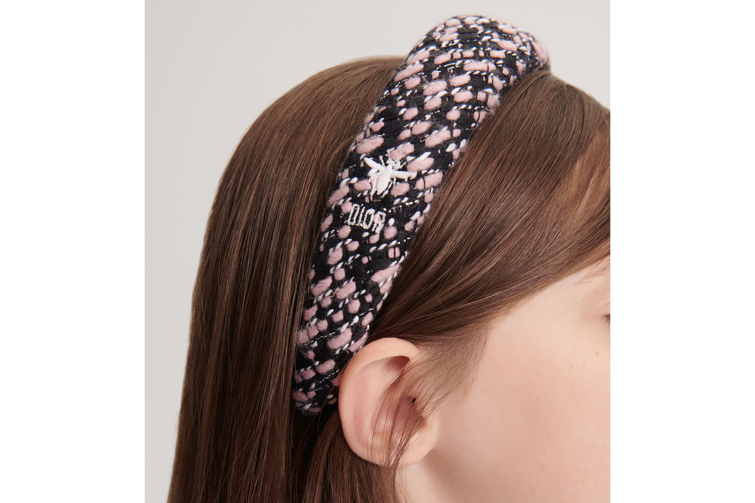 Haarband voor kinderen Zwart, roze en zilverkleurig tweed | DIOR