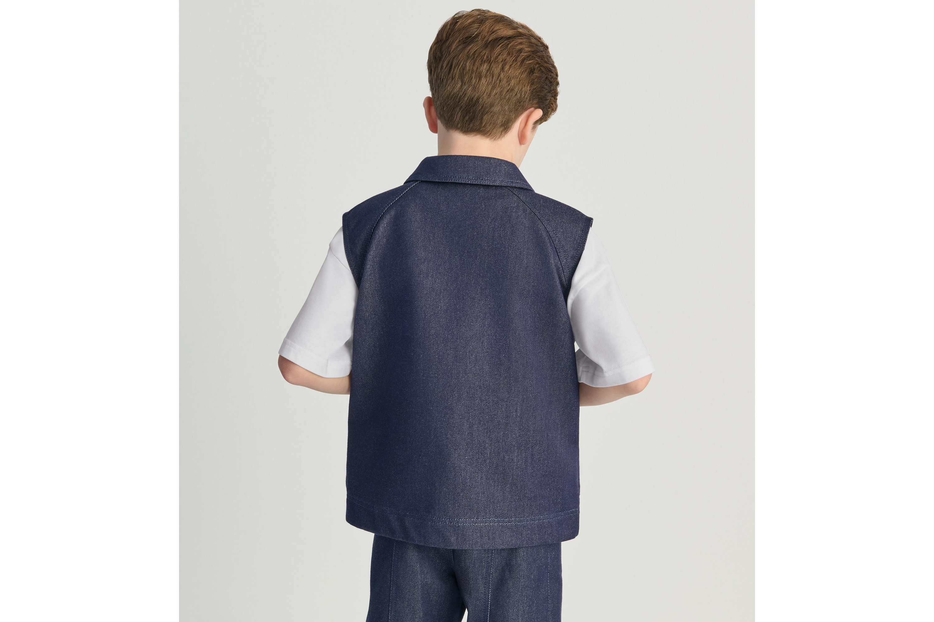 Bodywarmer voor kinderen Katoengabardine met denimeffect en jeansblauwe ...
