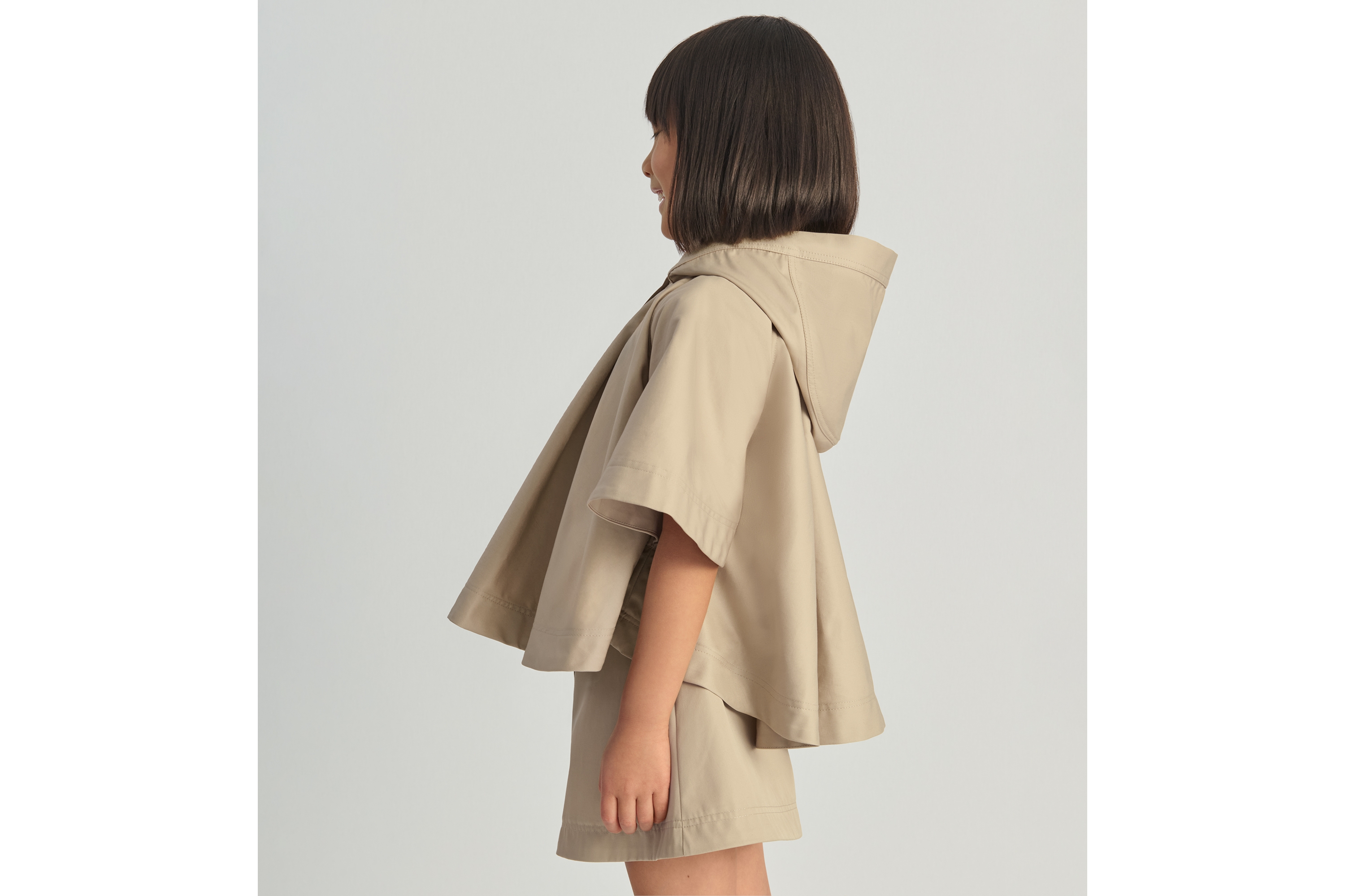 Kids' Hooded Cape Beige Cotton Gabardine | DIOR