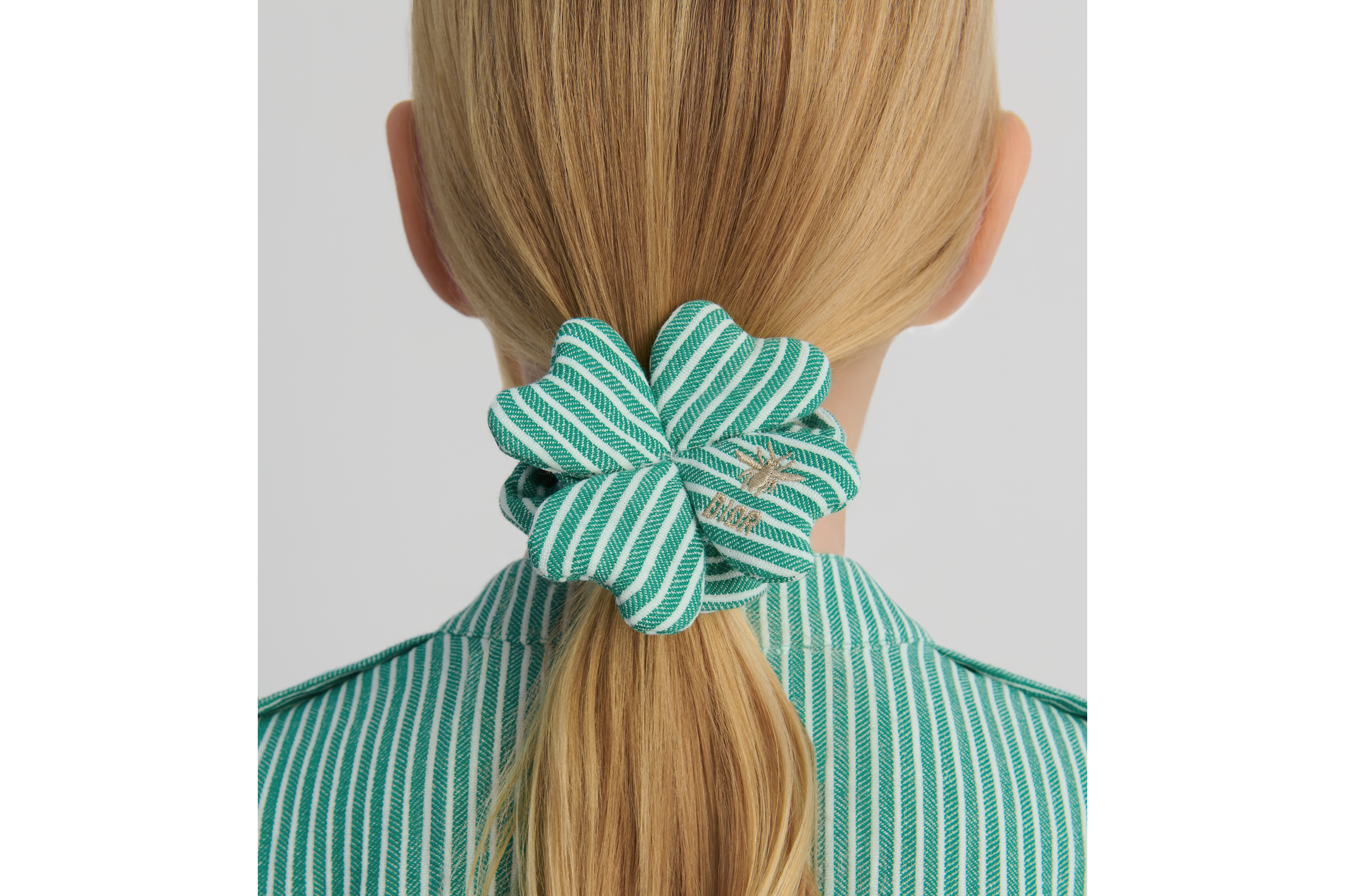 Kids' Scrunchies Ivory Tulle and Cotton Poplin with Green Clover Motif ...