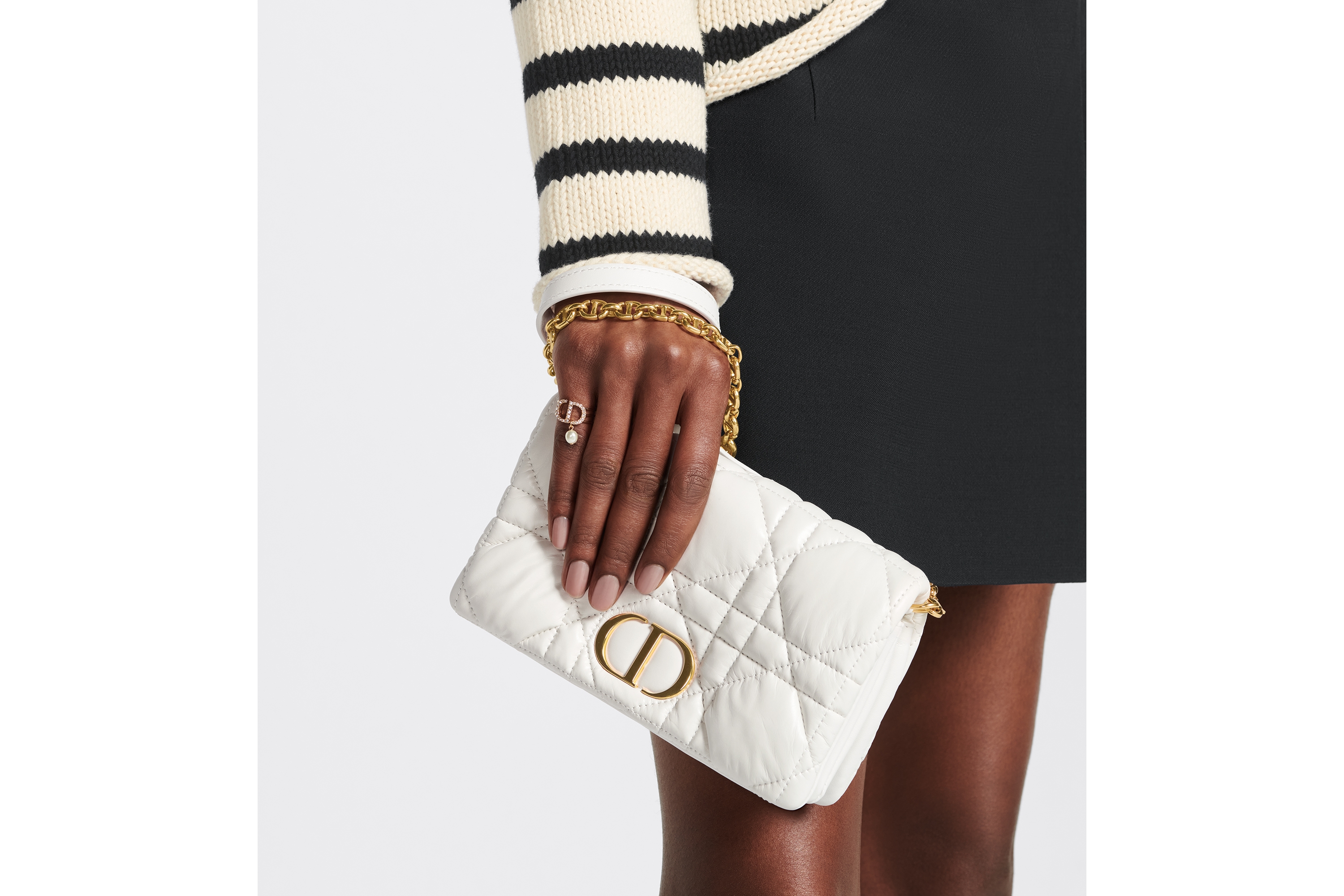 Dior Caro Macrocannage Mini Bag Latte Quilted Macrocannage Calfskin | DIOR