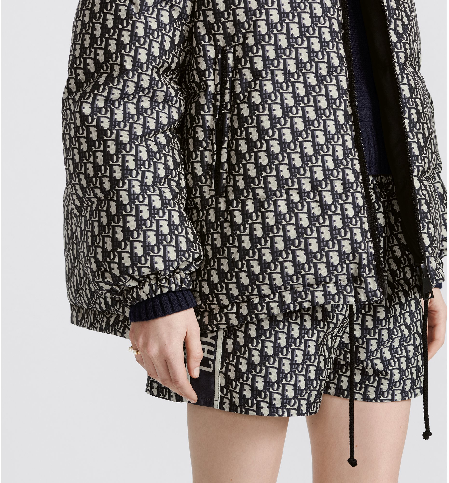 Reversible Long Puffer Jacket Blue and Ecru Dior Oblique Quilted ...