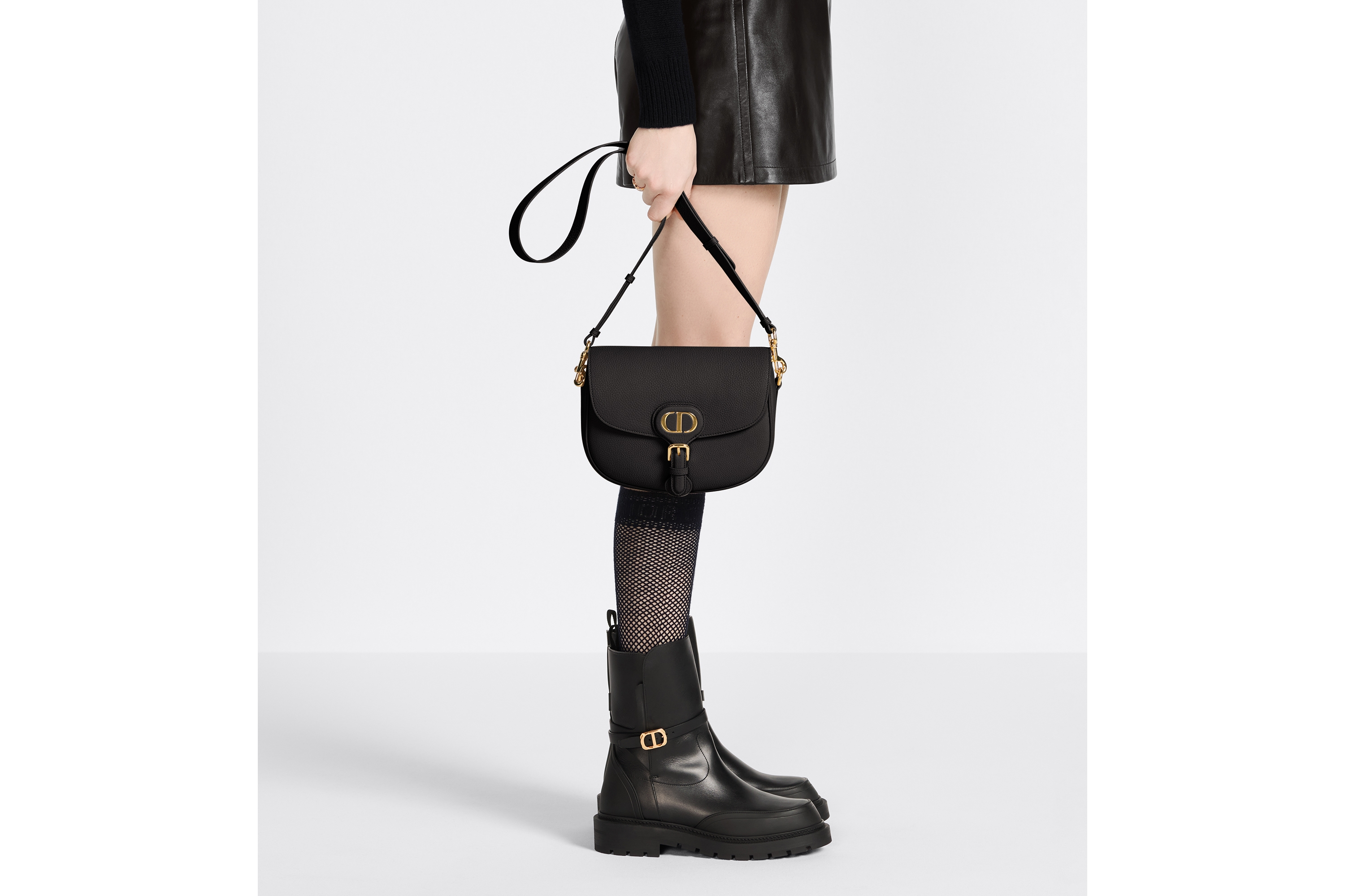 Medium Dior Bobby Bag Black Grained Calfskin | DIOR