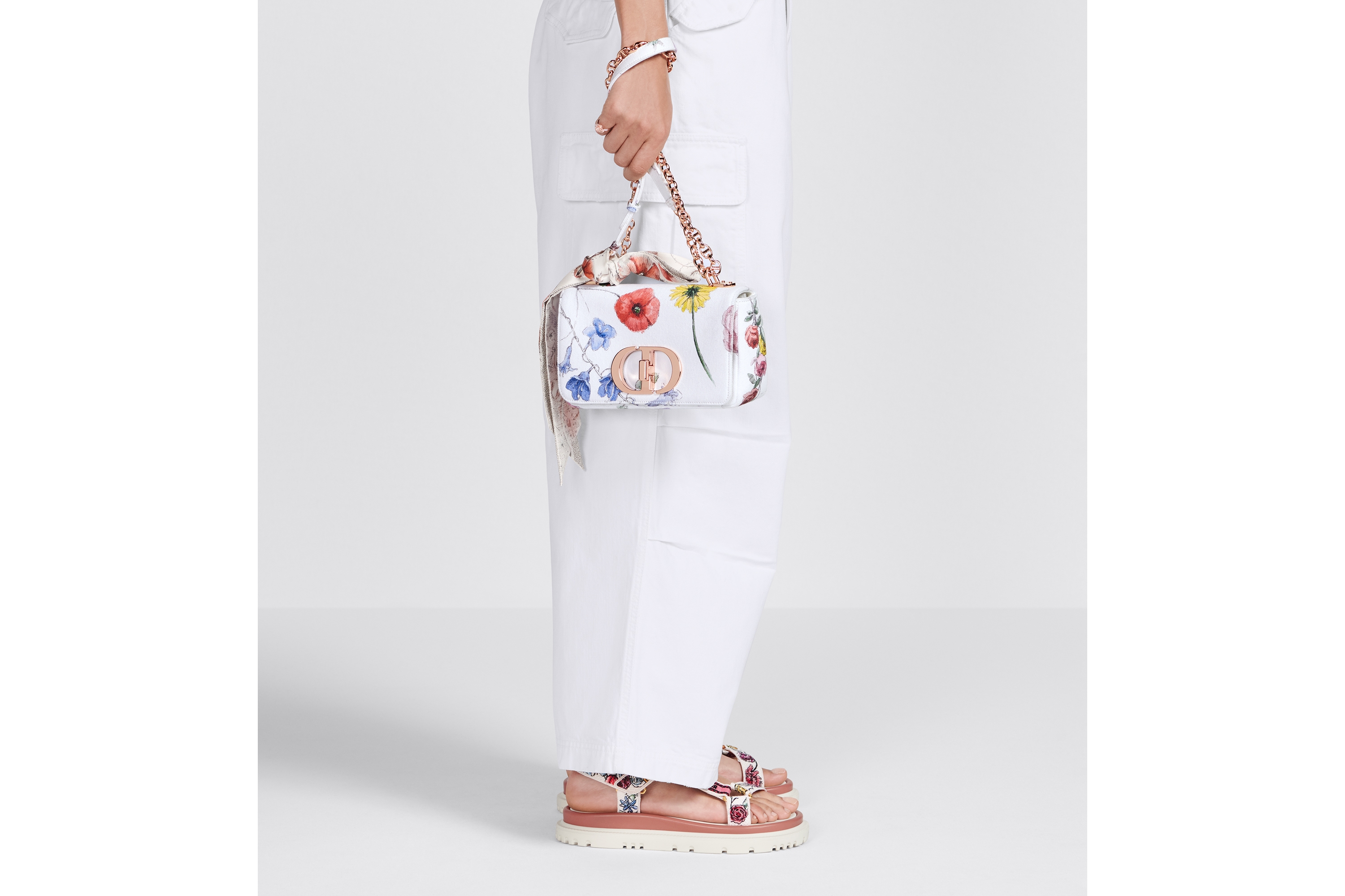 Sac Dior Caro Small Denim imprimé Florilegio blanc multicolore | DIOR