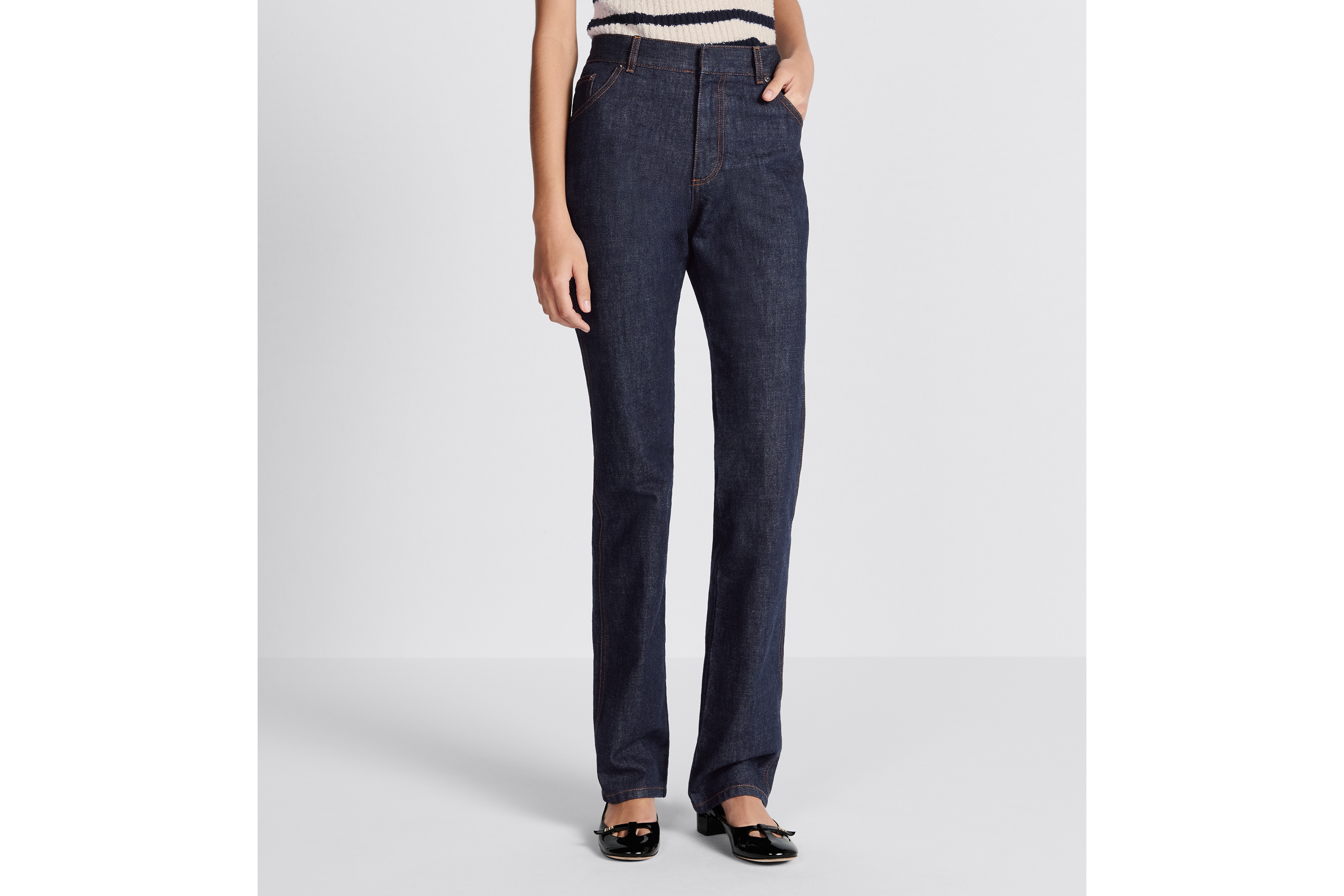 Jean droit Dior 8, D09 Denim de coton bleu foncé | DIOR