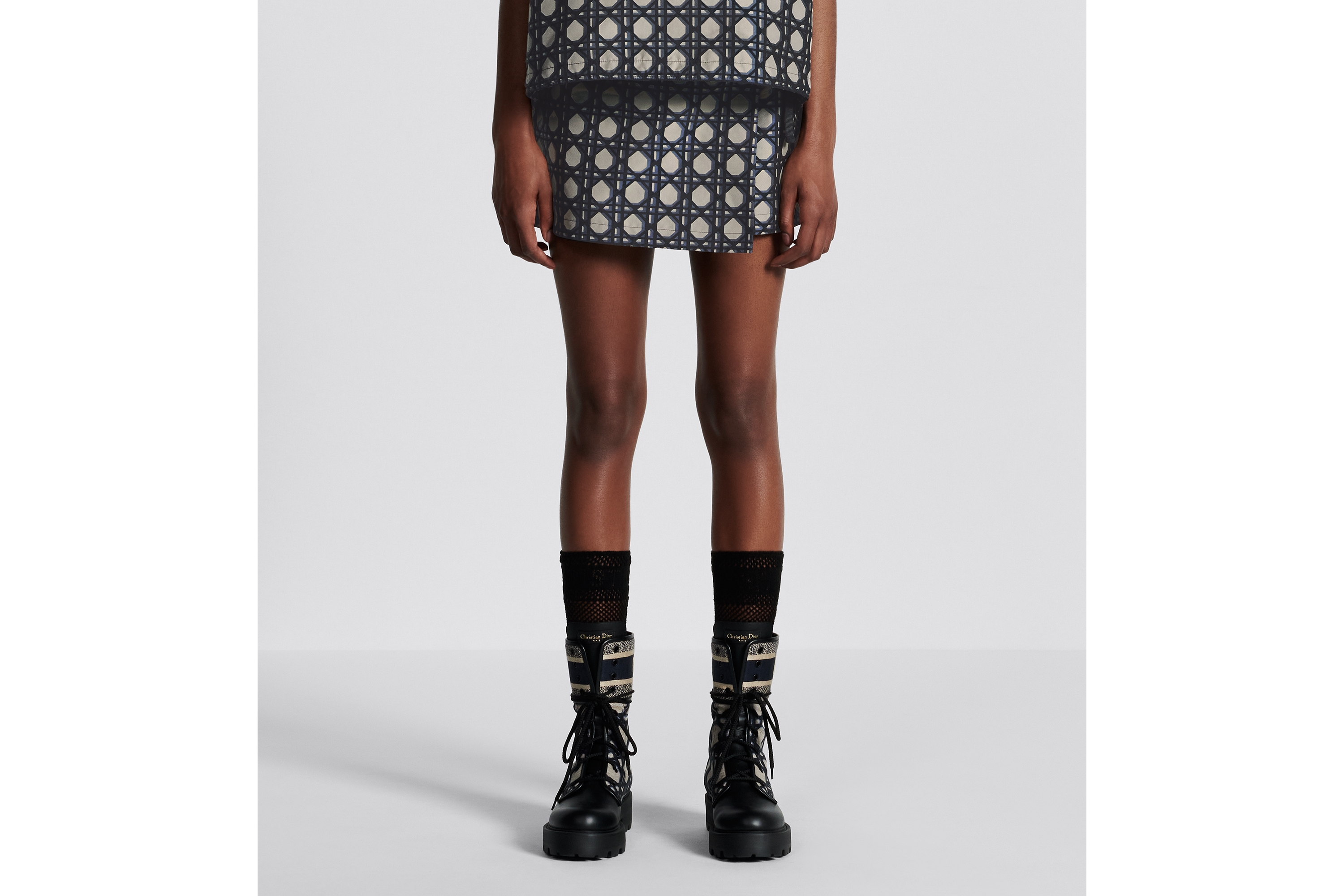 Macrocannage Skort Navy Blue Technical Taffeta | DIOR