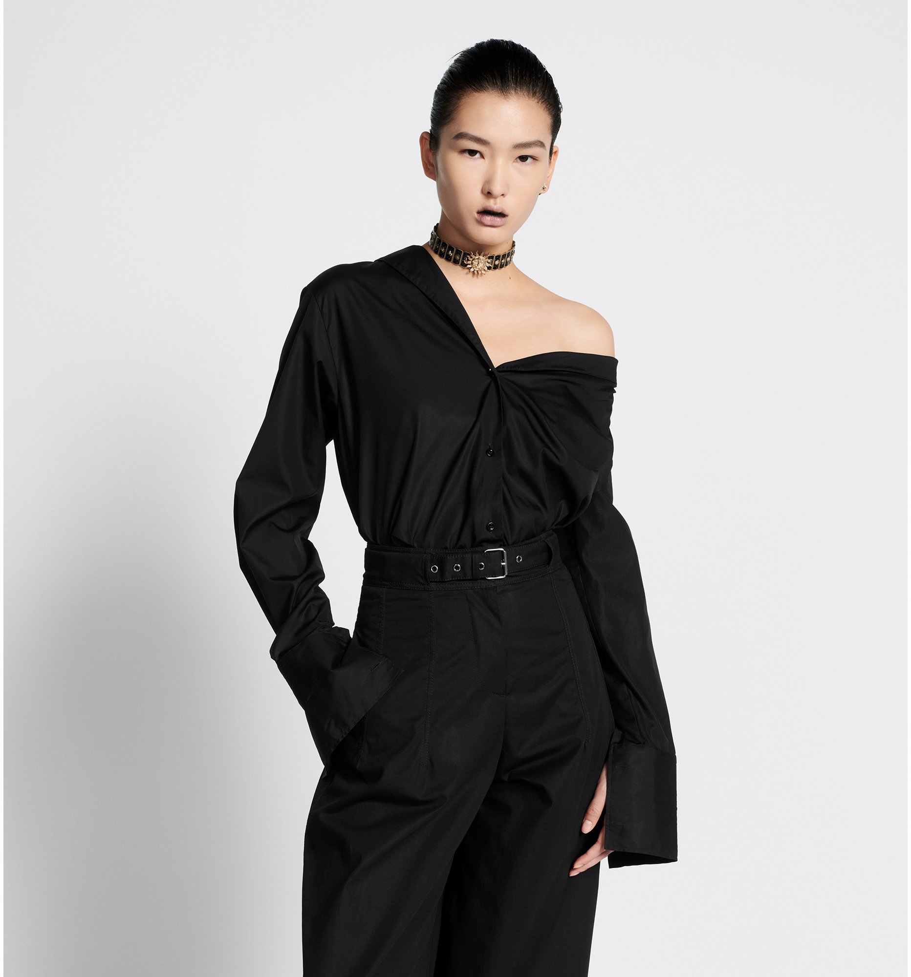 Asymmetric Shirt Black Cotton Poplin | DIOR