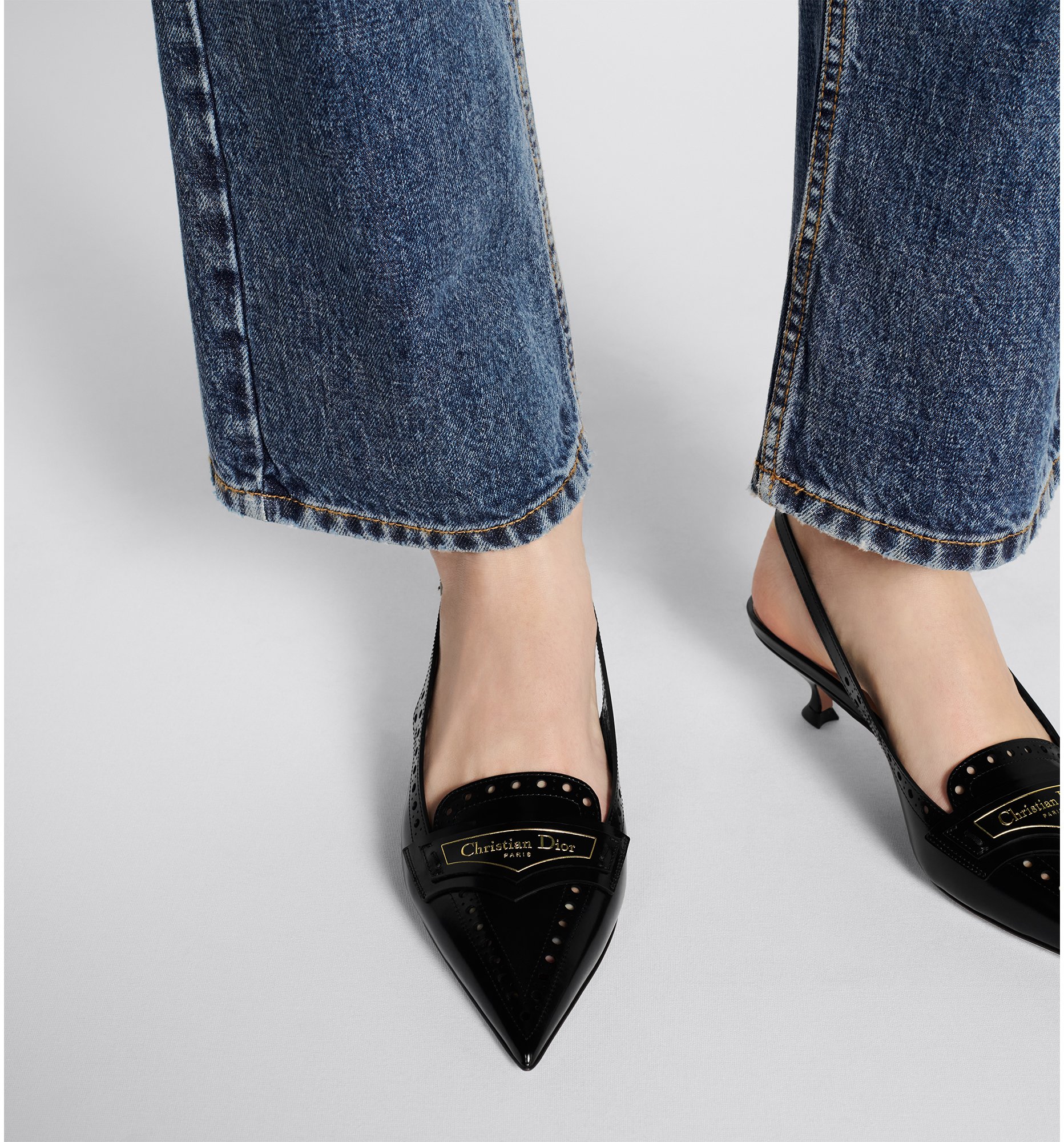 Dior Boy Slingback Pump Black Calfskin | DIOR