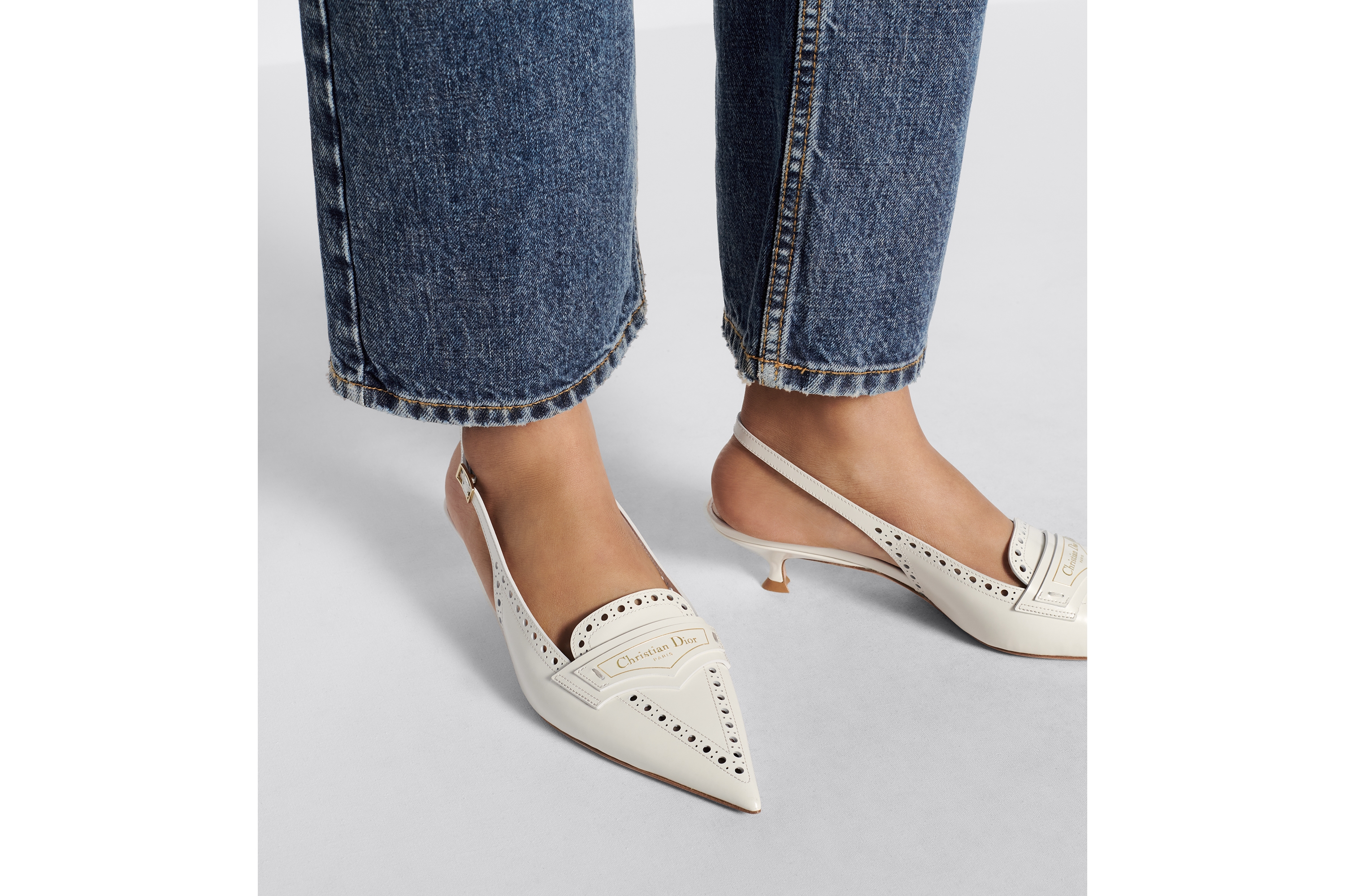 Dior Boy Slingback Pump White Calfskin | DIOR