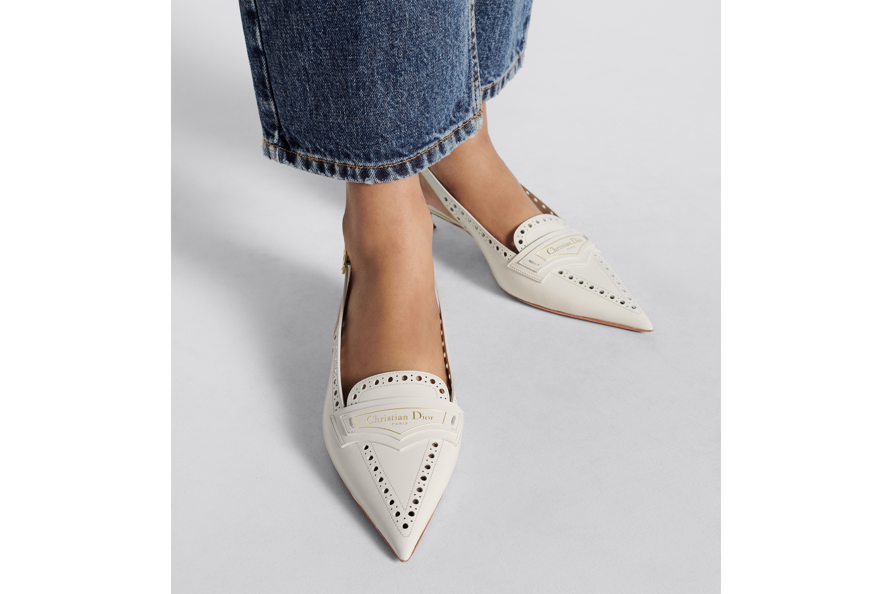 Dior Boy Slingback Pump White Calfskin | DIOR