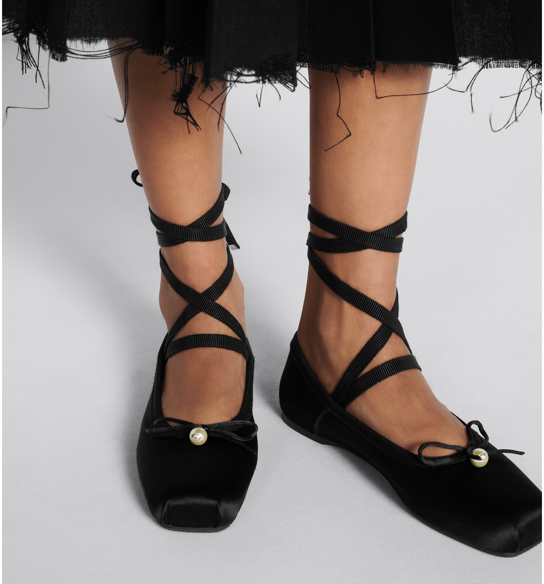 D-Joy Ballet Flat Black Satin and Grosgrain | DIOR