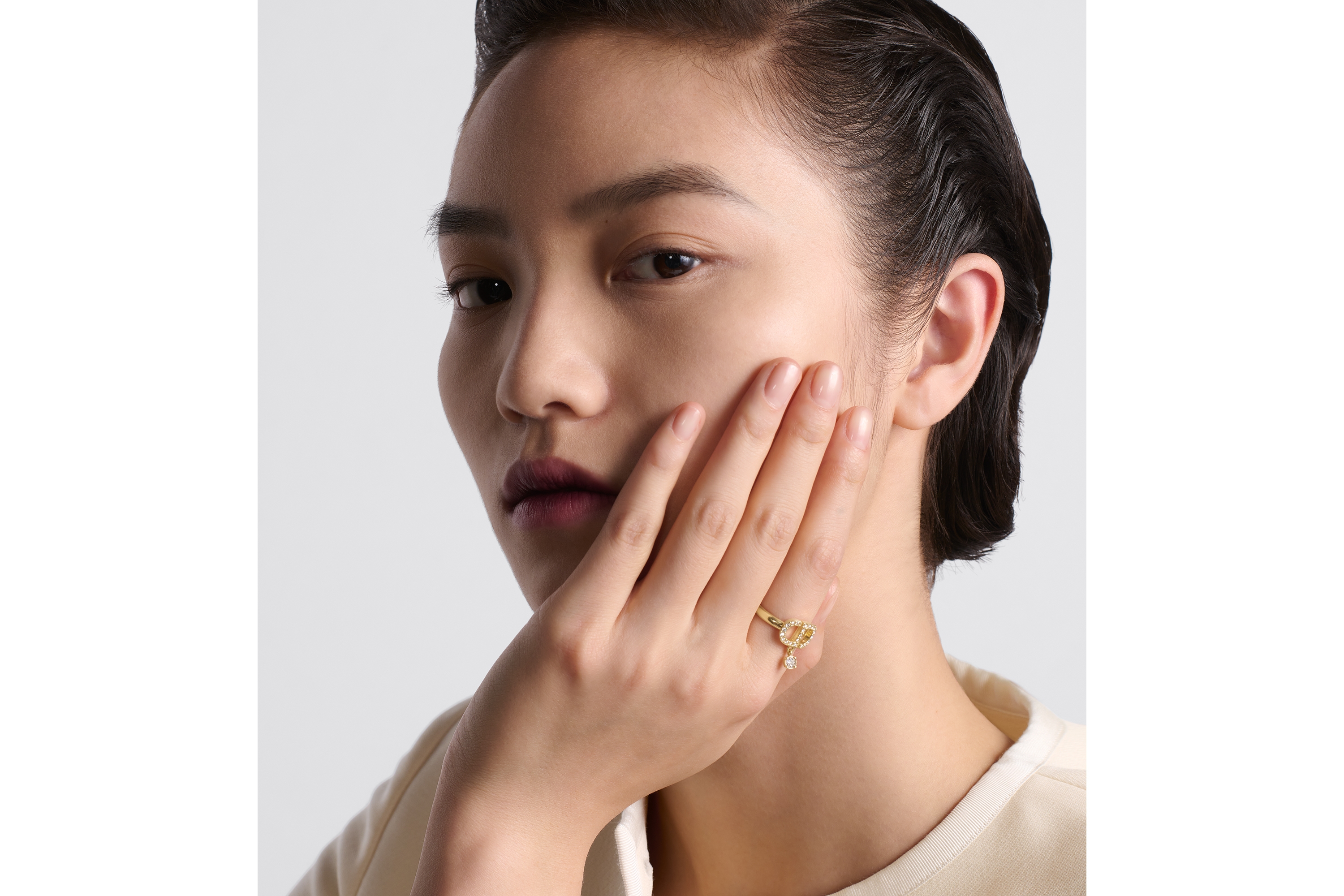 Petit CD Ring Gold-Finish Metal and Silver-Tone Crystals | DIOR