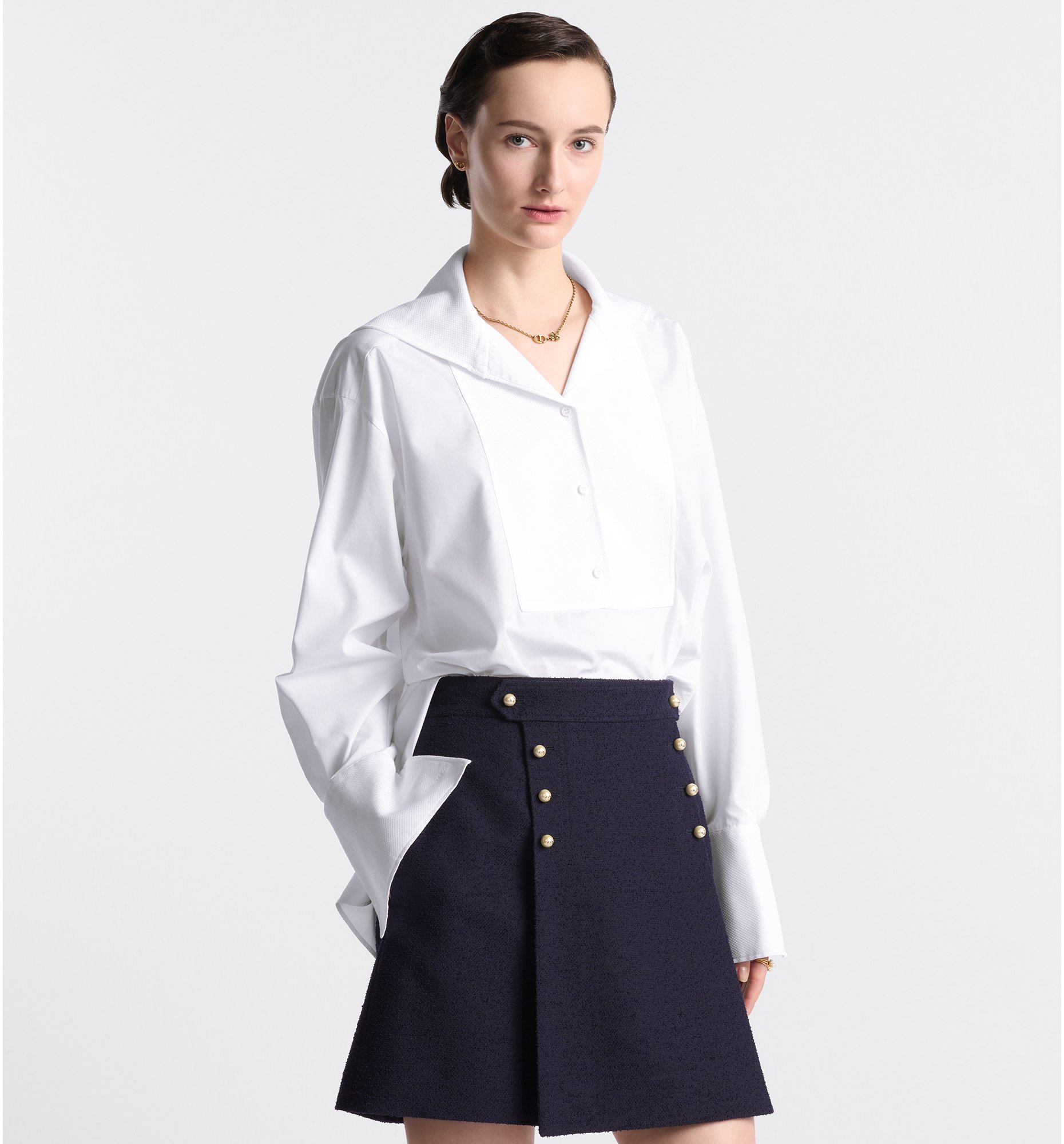 Blouse à col marin Popeline de coton blanc | DIOR