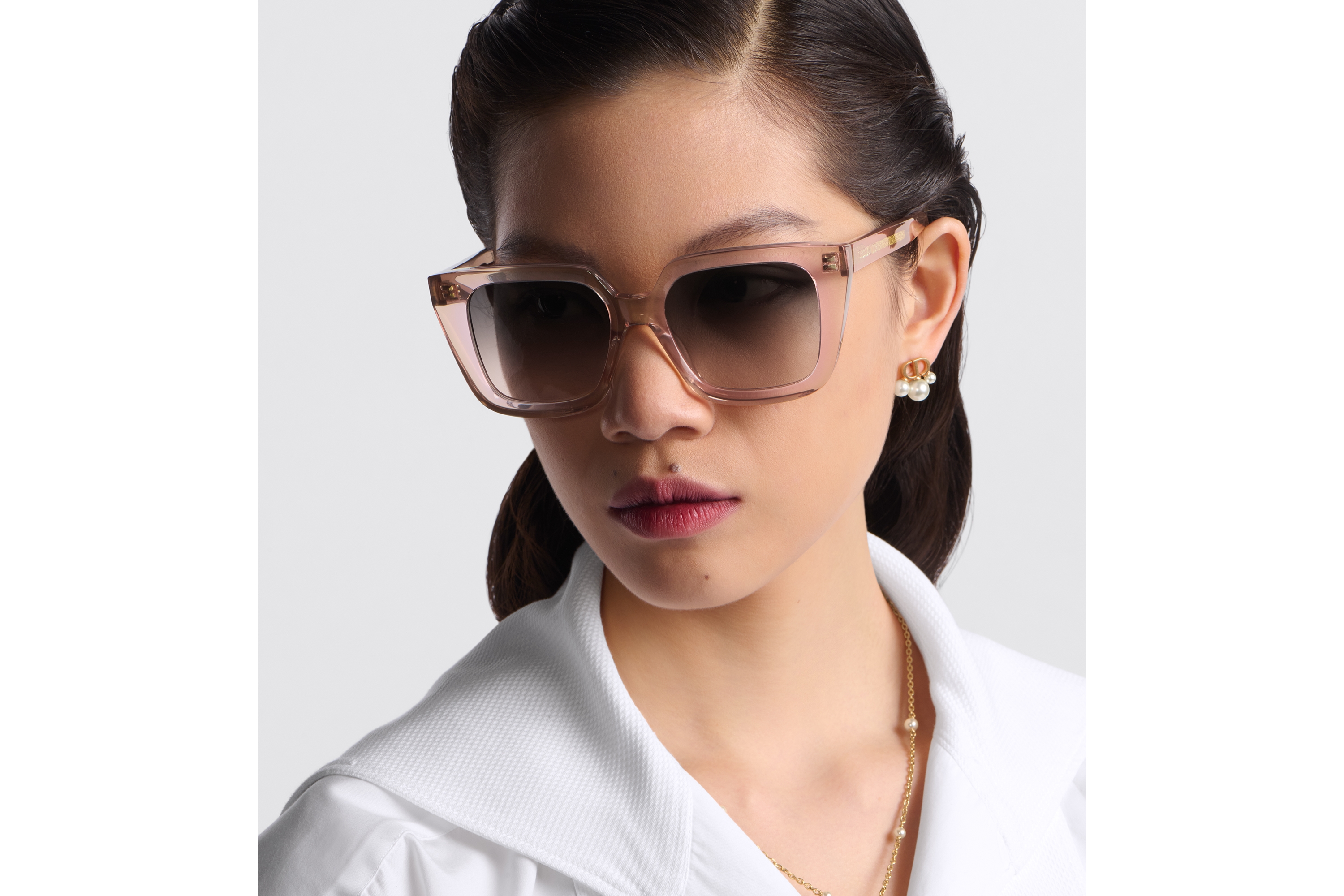 DiorMidnight S1I Transparant roze vierkante zonnebril | DIOR