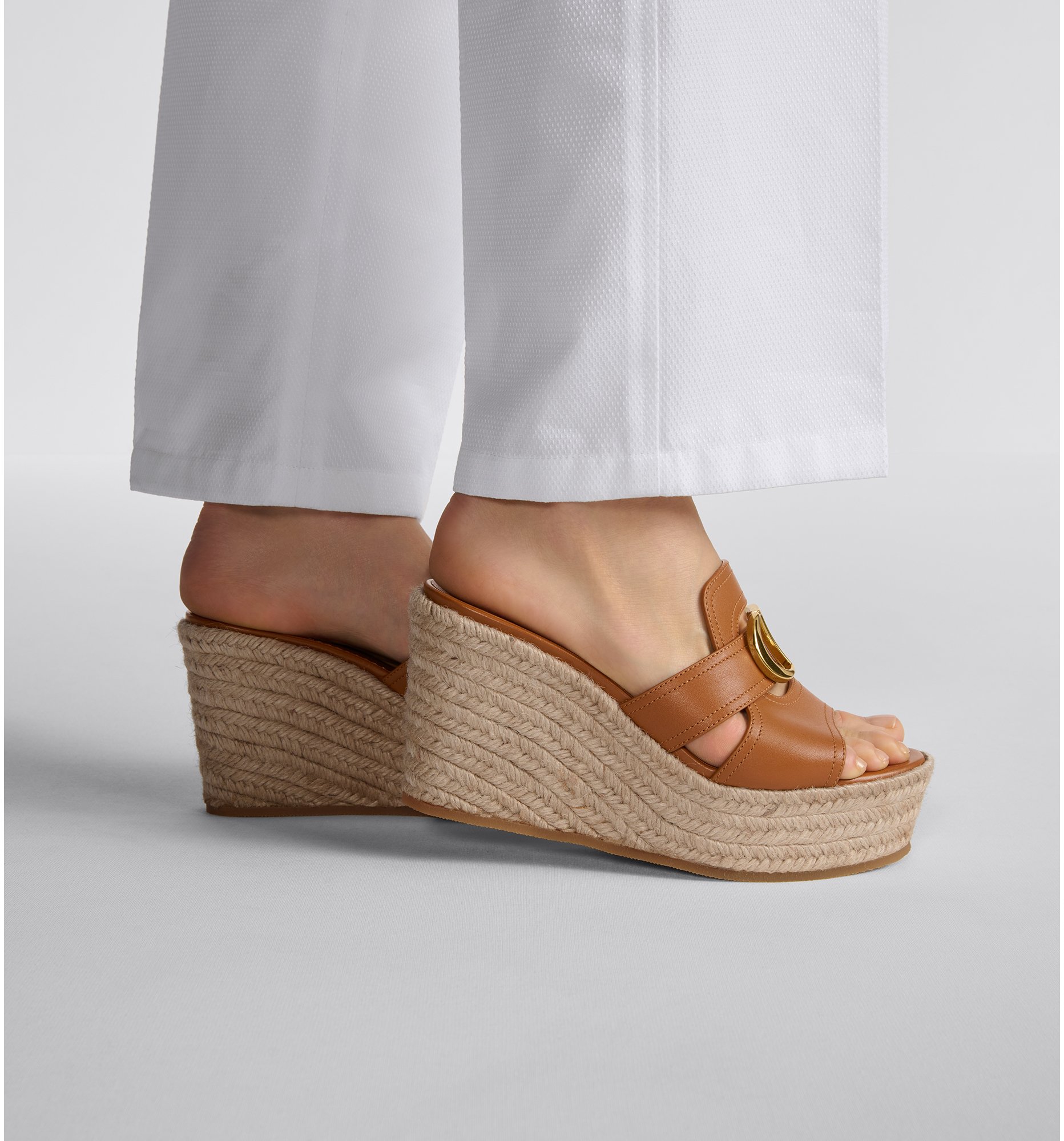 30 Montaigne Wedge Slide Camel Calfskin | DIOR