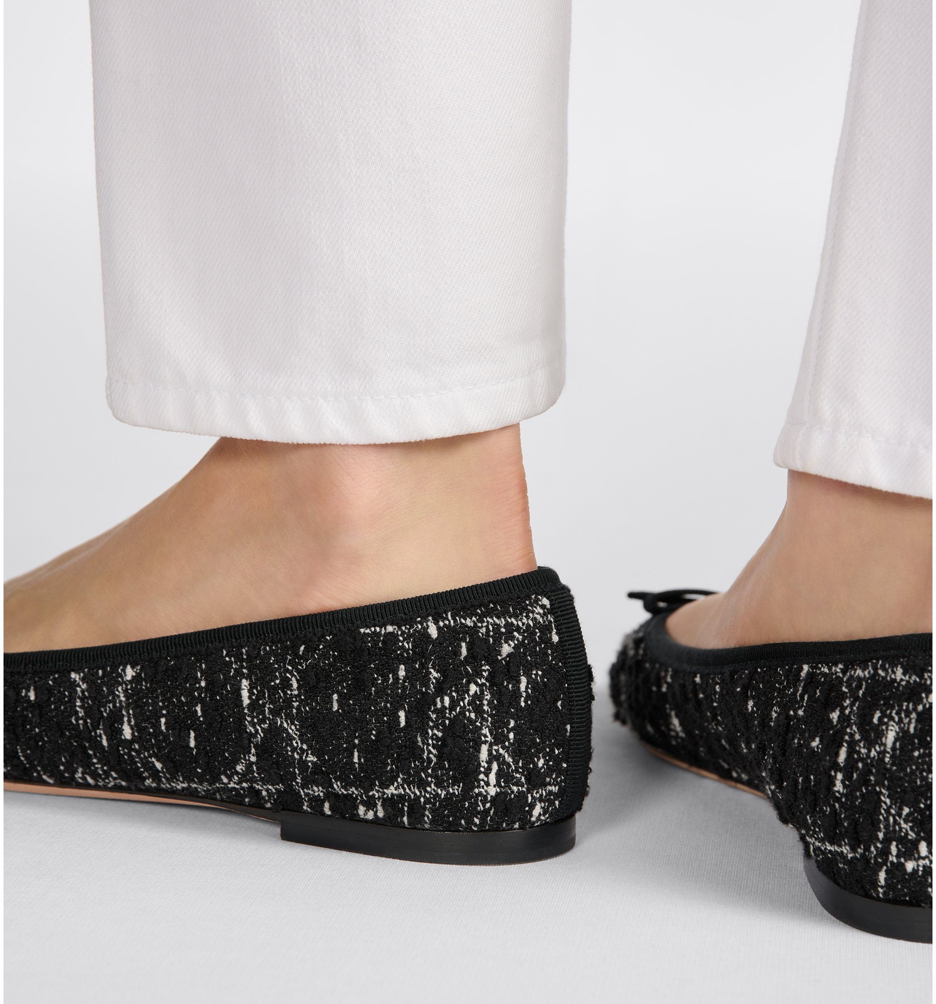 Dior Ballet Flat Black and White Cannage Tweed | DIOR