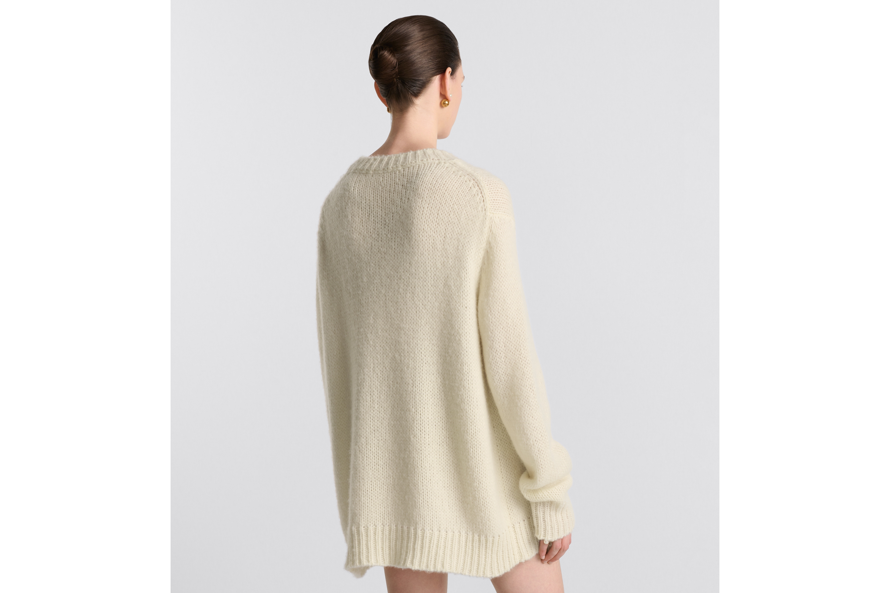 Long Sweater Ecru Cashmere and Silk Knit with Black Miss Dior Graffiti ...