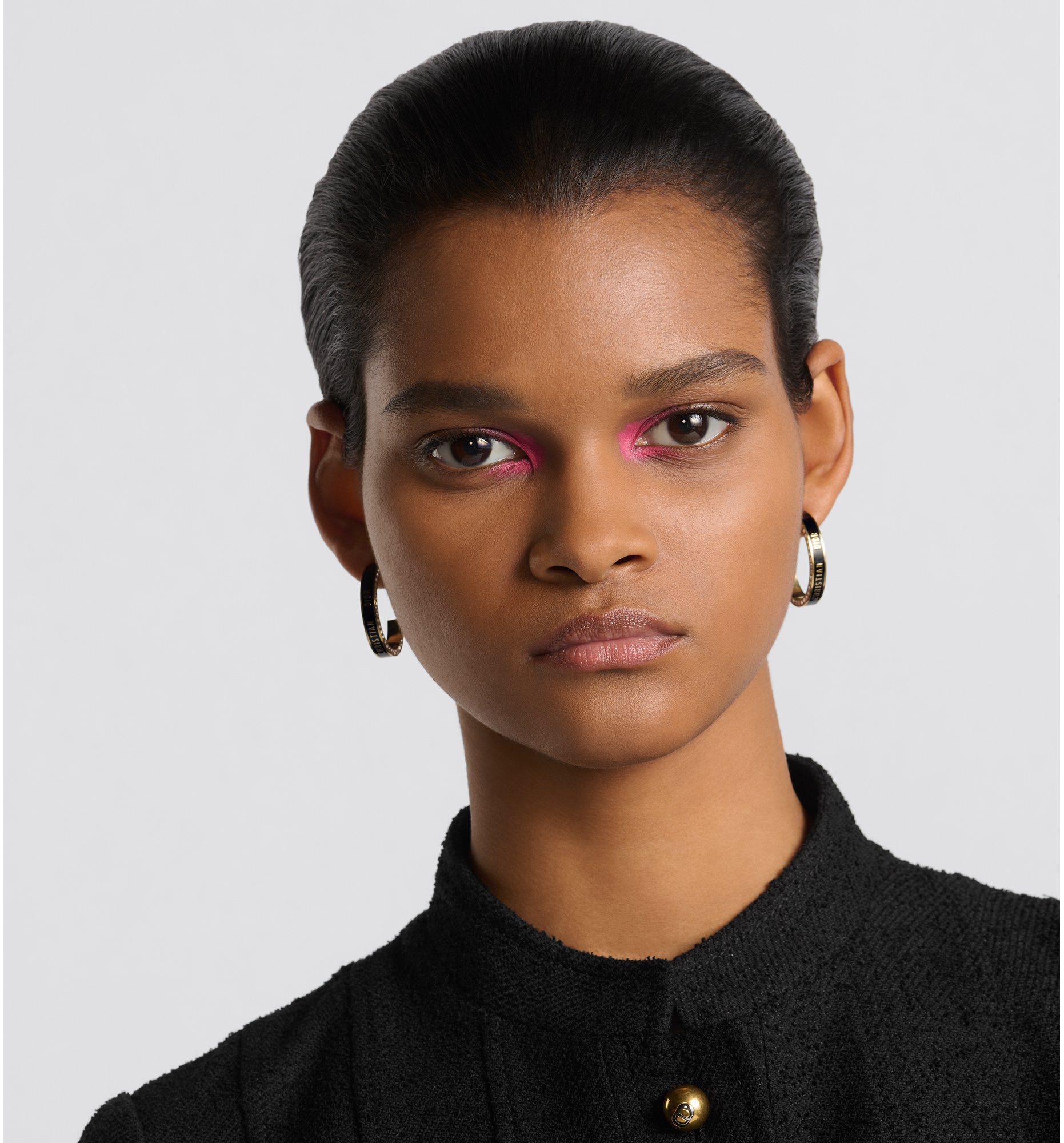 Large Dior Night Code Hoop Earrings Gold-Finish Metal, White Crystals ...