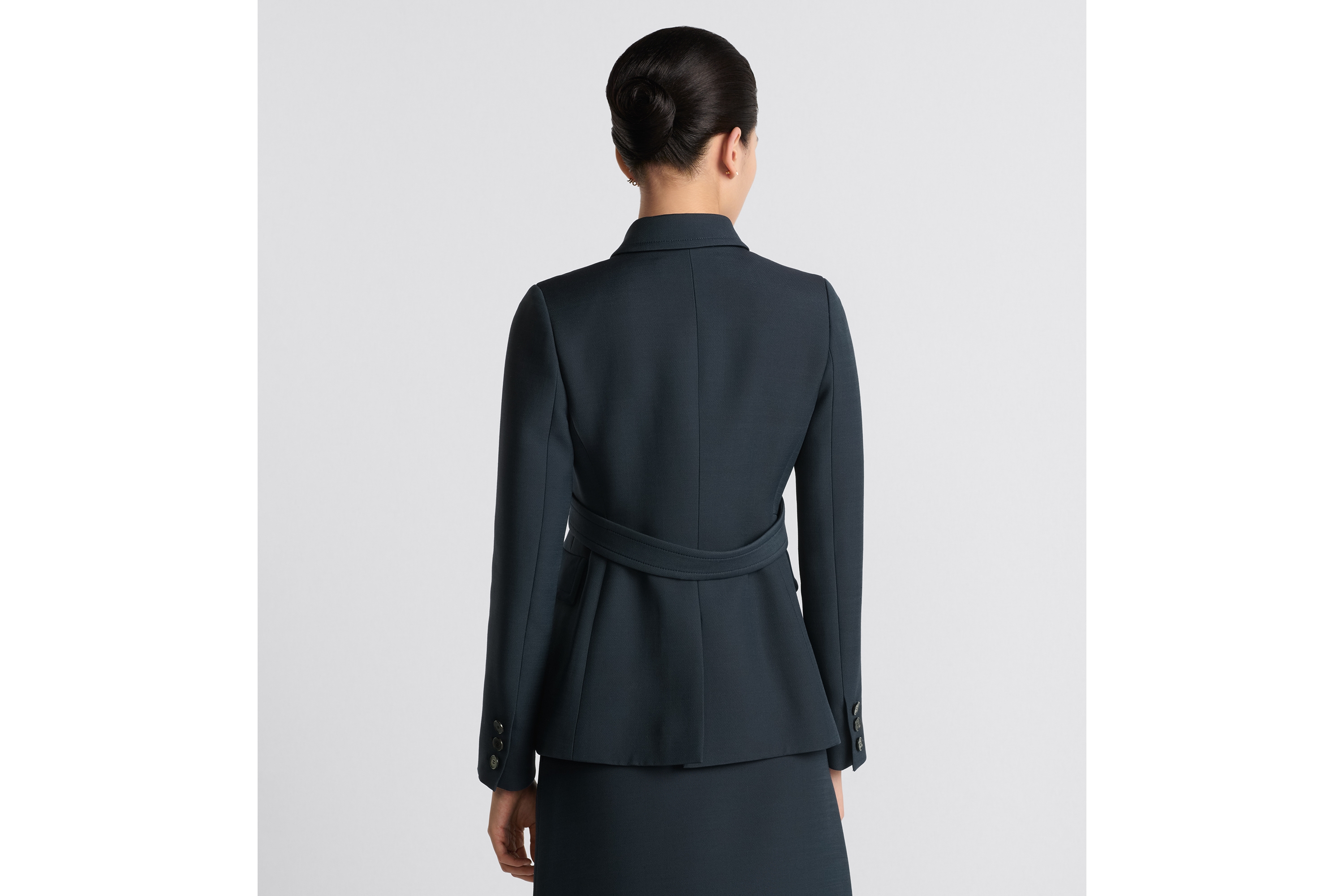 Fitted Jacket Navy Blue Wool and Silk | DIOR