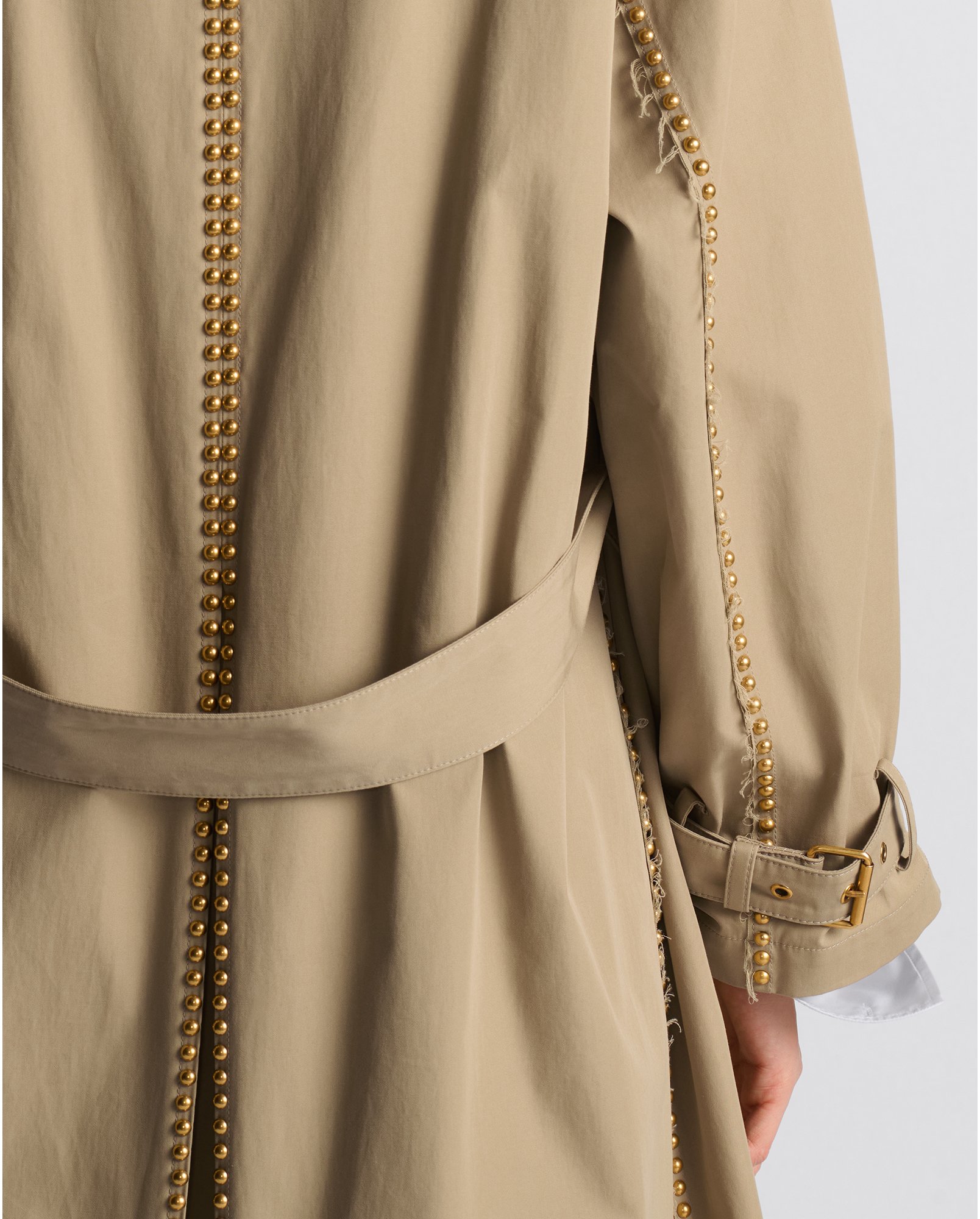 Embroidered Trench Coat Beige Cotton Gabardine and Gold-Finish Studs | DIOR