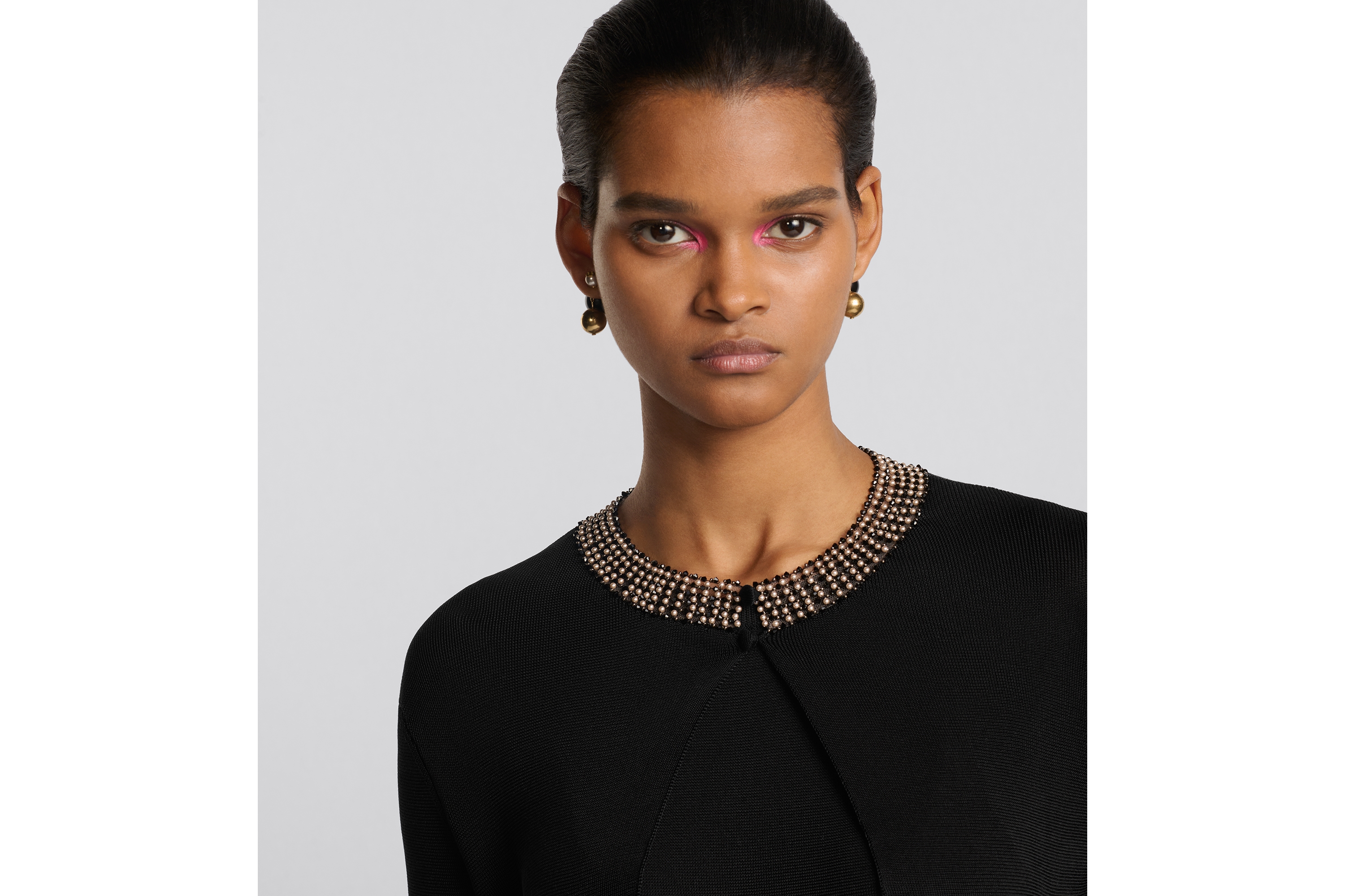 Embroidered Twinset Black Silk Ribbed Knit | DIOR