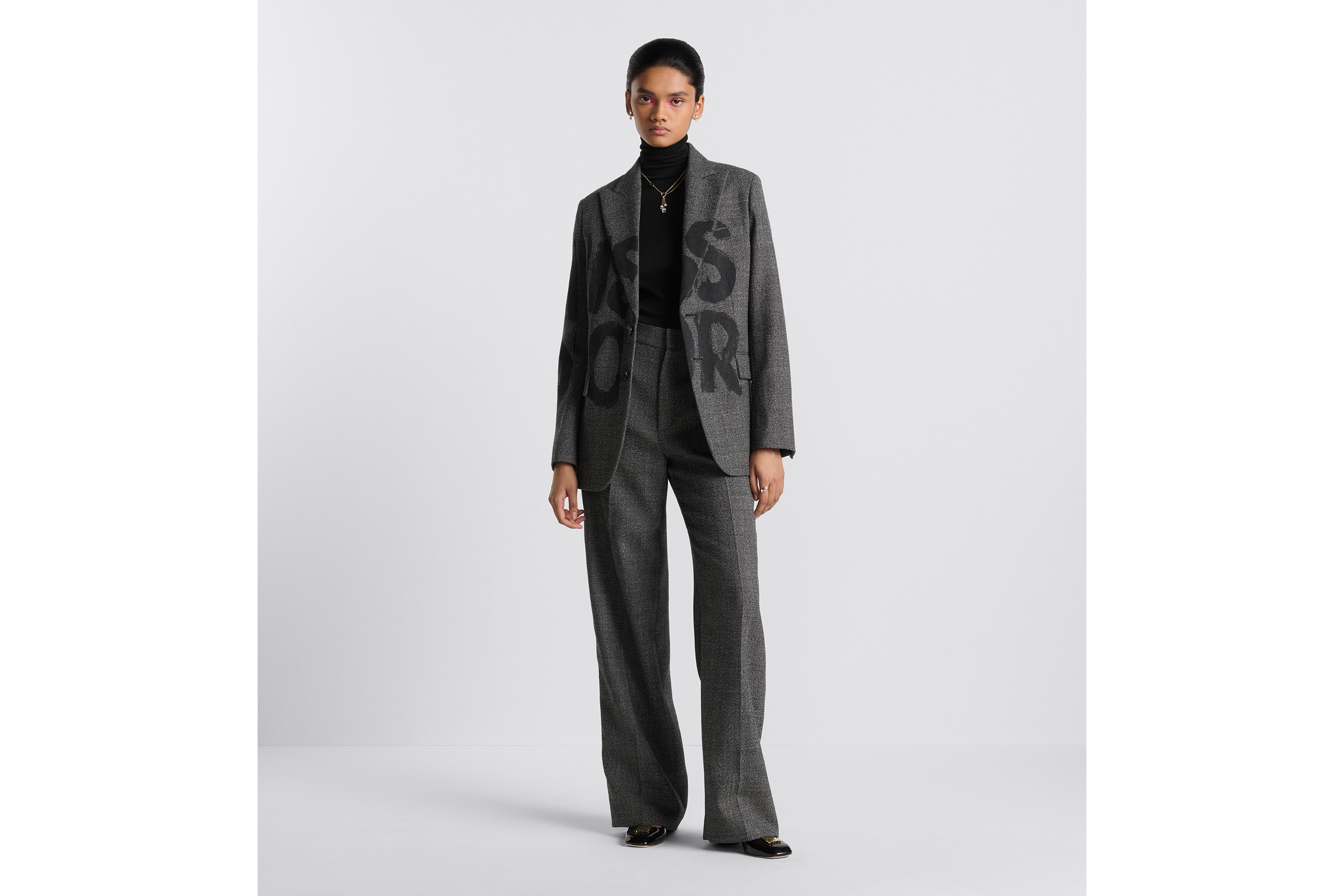 Pantalon ample Laine vierge fil à fil grise | DIOR