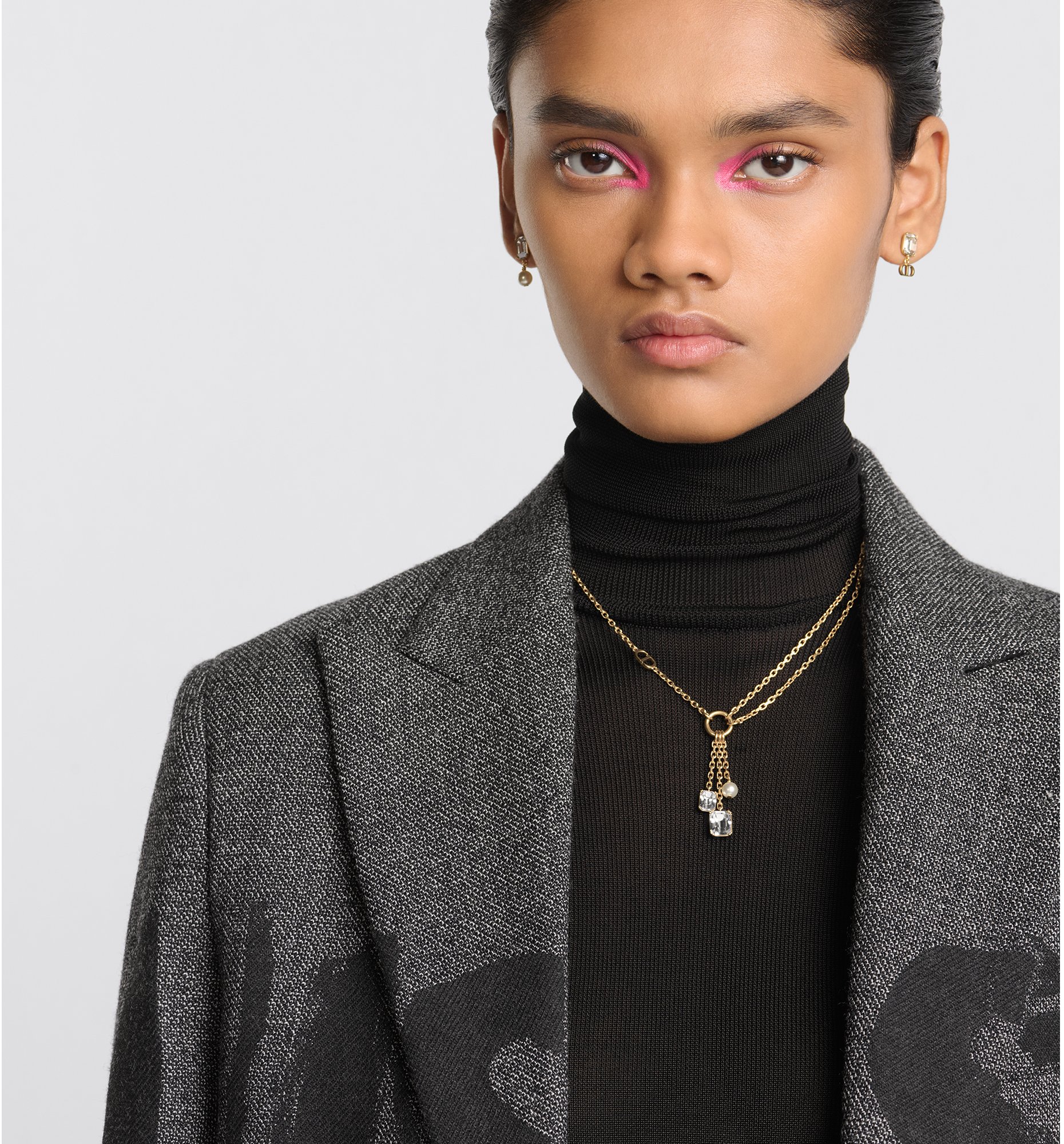 Petit CD Necklace Gold-Finish Metal with White Resin Pearl and Silver ...