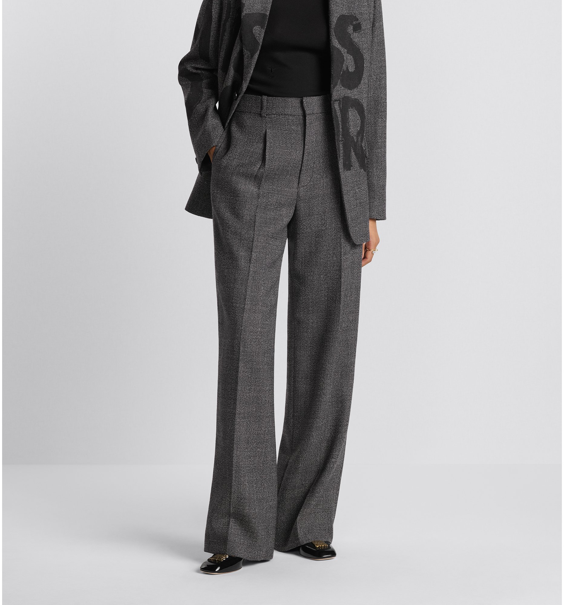 Pantalon ample Laine vierge fil à fil grise | DIOR