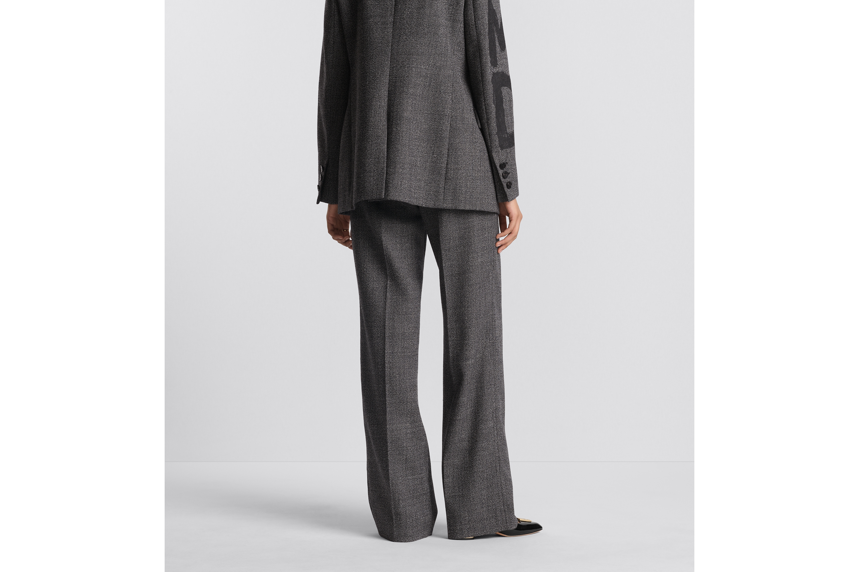 Hose mit weitem Bein Fil-à-Fil-Schurwolle in Grau | DIOR