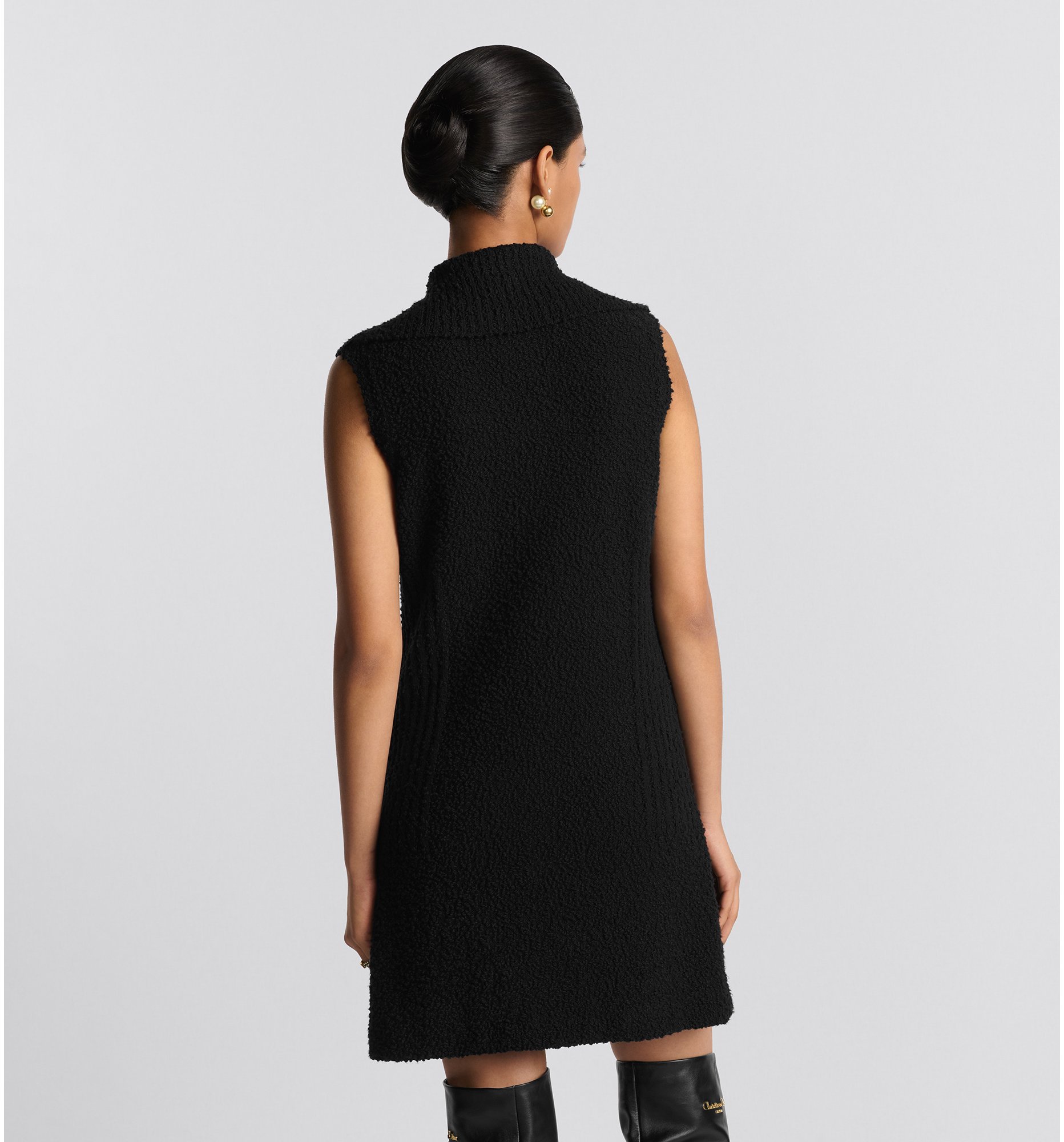 Long Vest Black Cotton- and Wool-Blend Knit | DIOR