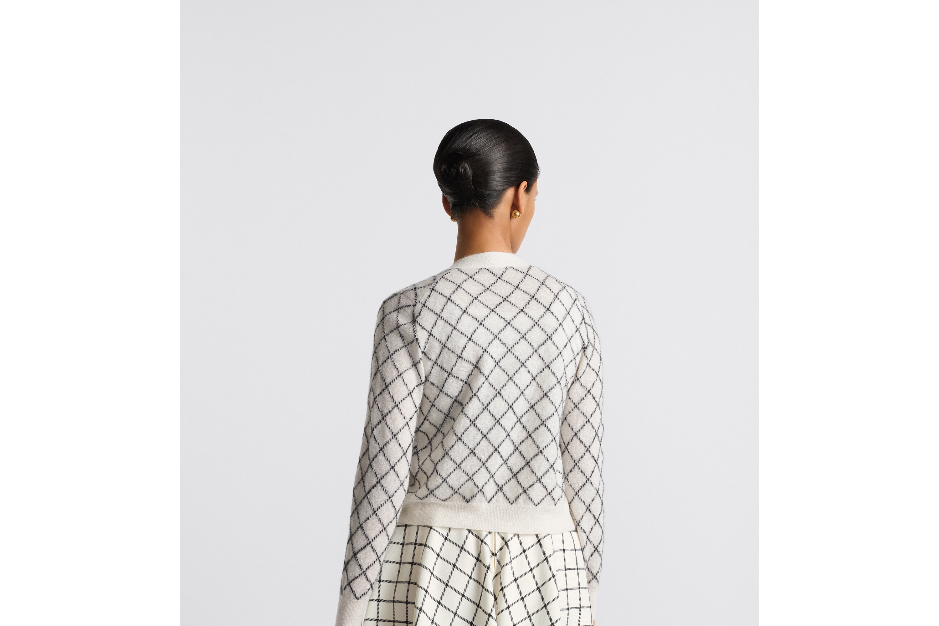 Twinset White and Black Check'n'Dior Mohair and Alpaca Blend Knit | DIOR
