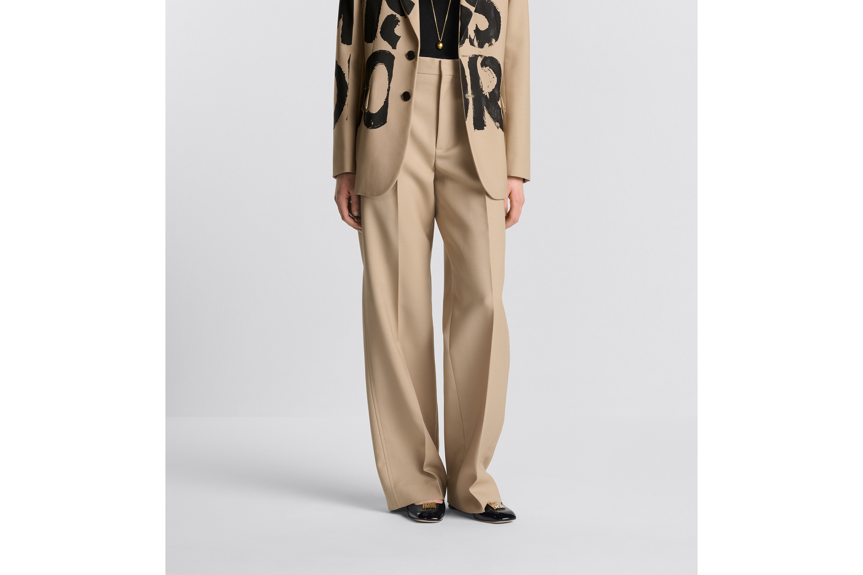 Pantalon ample Laine vierge et mohair beiges | DIOR