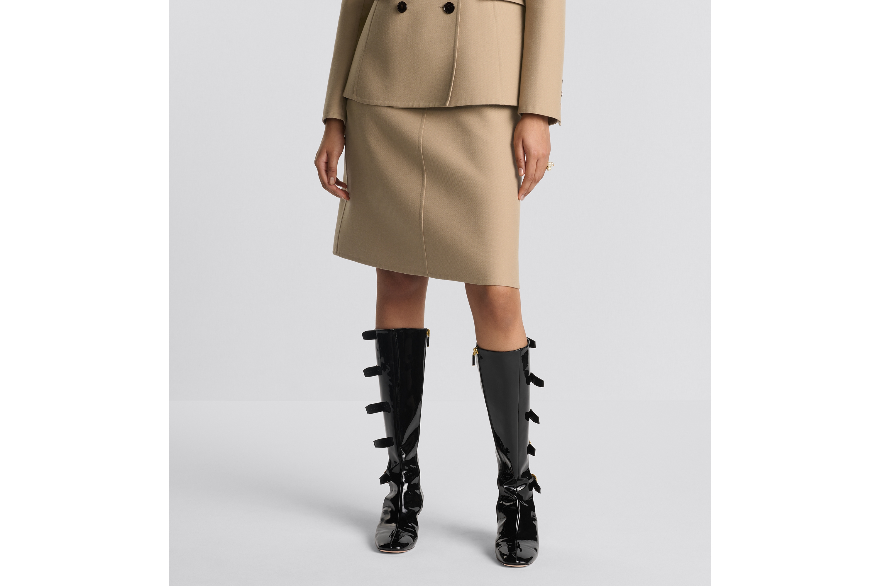 Straight Skirt Beige Virgin Wool and Silk Gabardine | DIOR