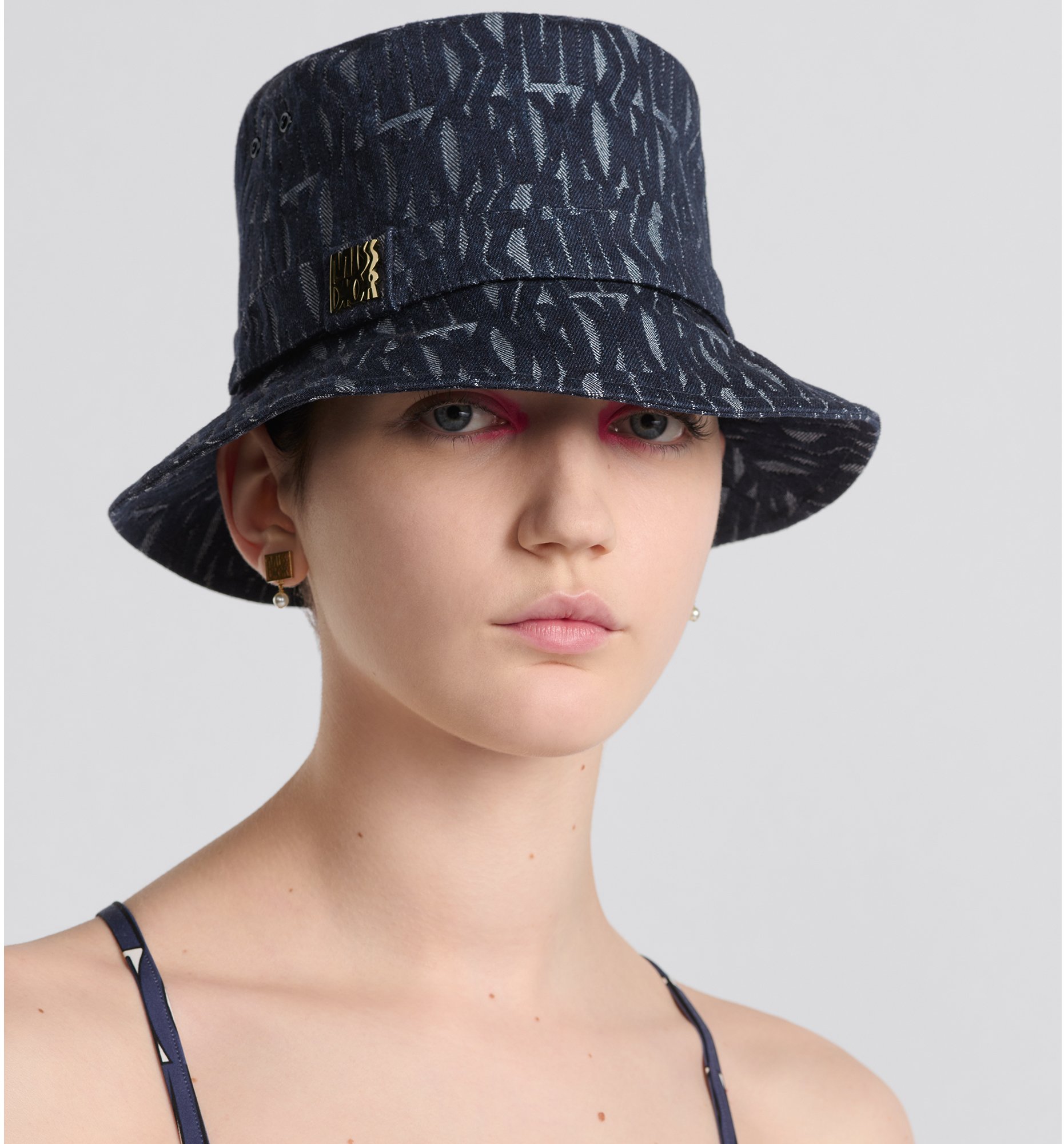 Sombrero De Pescador Teddy D Miss Dior Allover De Ala Corta Denim De Algodón Azul Dior