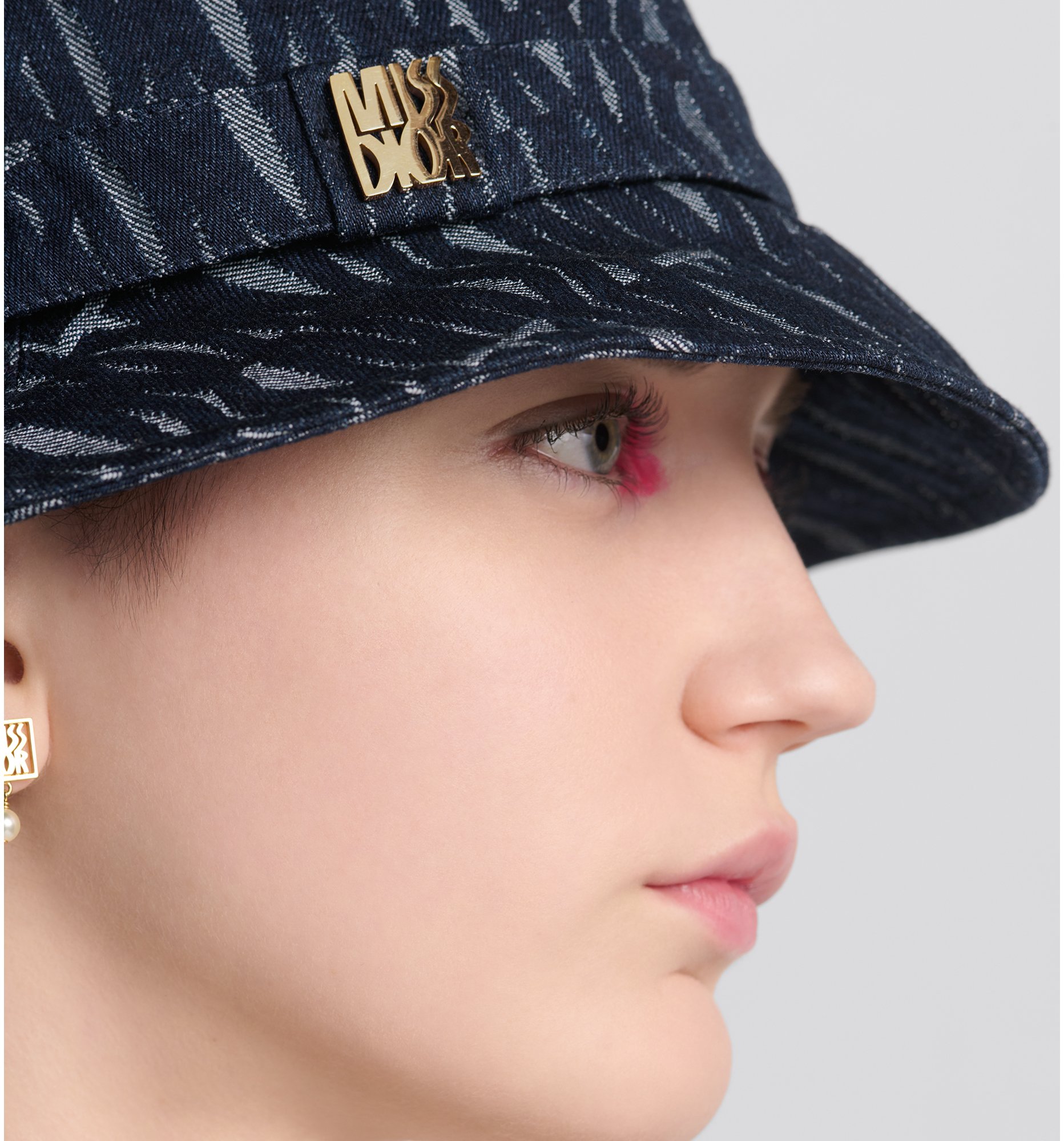 Teddy-D Miss Dior Allover Small Brim Bucket Hat Blue Cotton Denim | DIOR