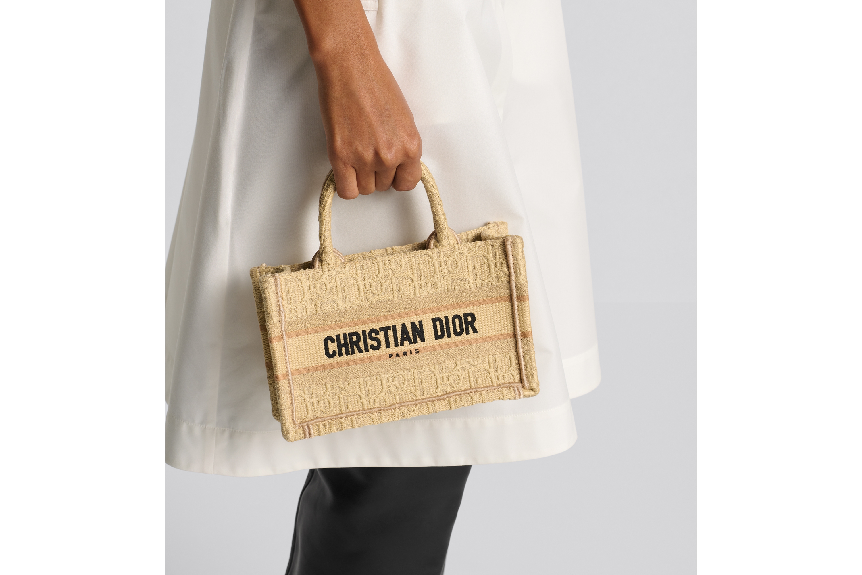 Mini Dior Book Tote Beige Dior Oblique Raffia (21.5 x 13 x 7.5 cm) | DIOR