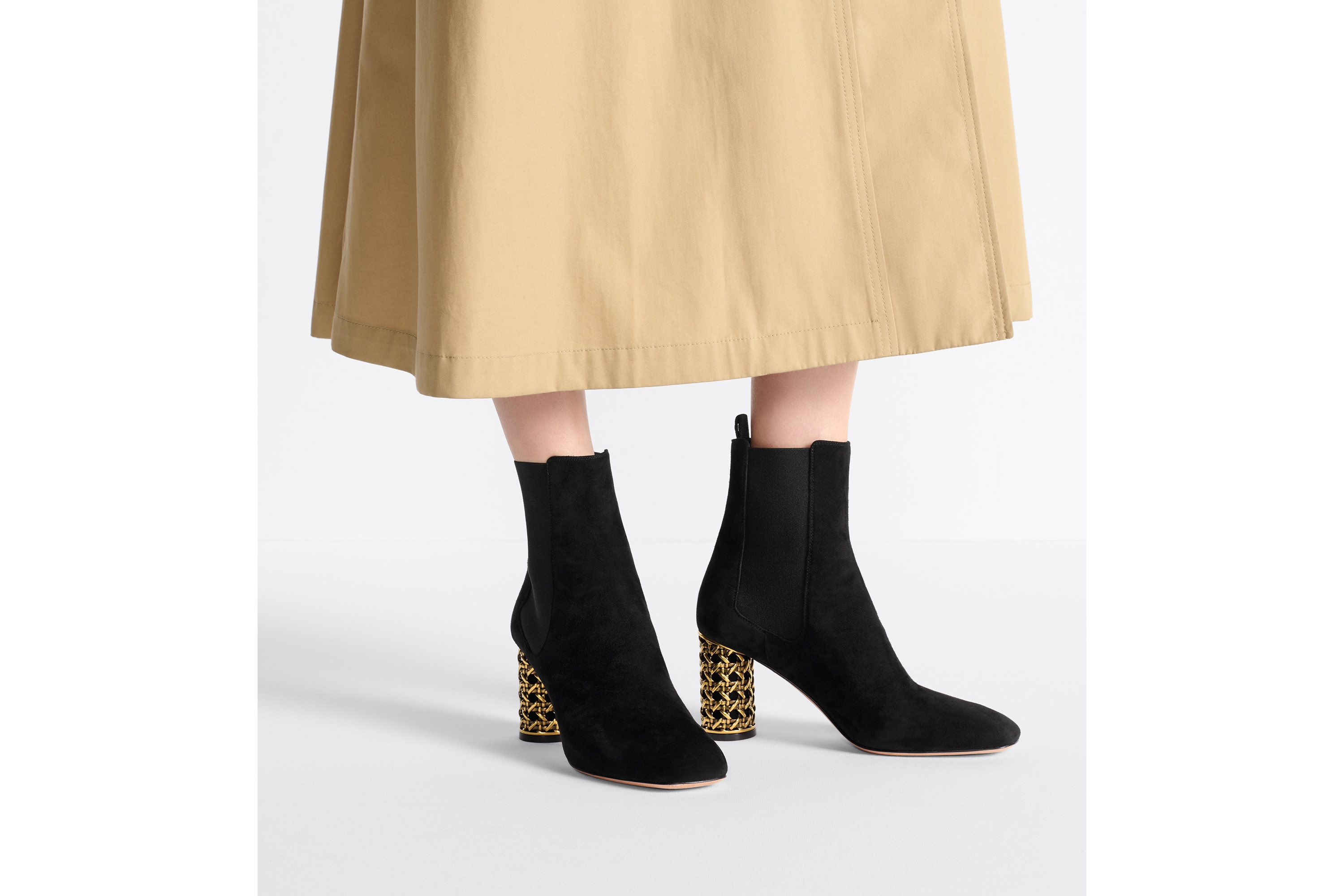 Dior Icon Heeled Ankle Boot Black Suede Goatskin | DIOR