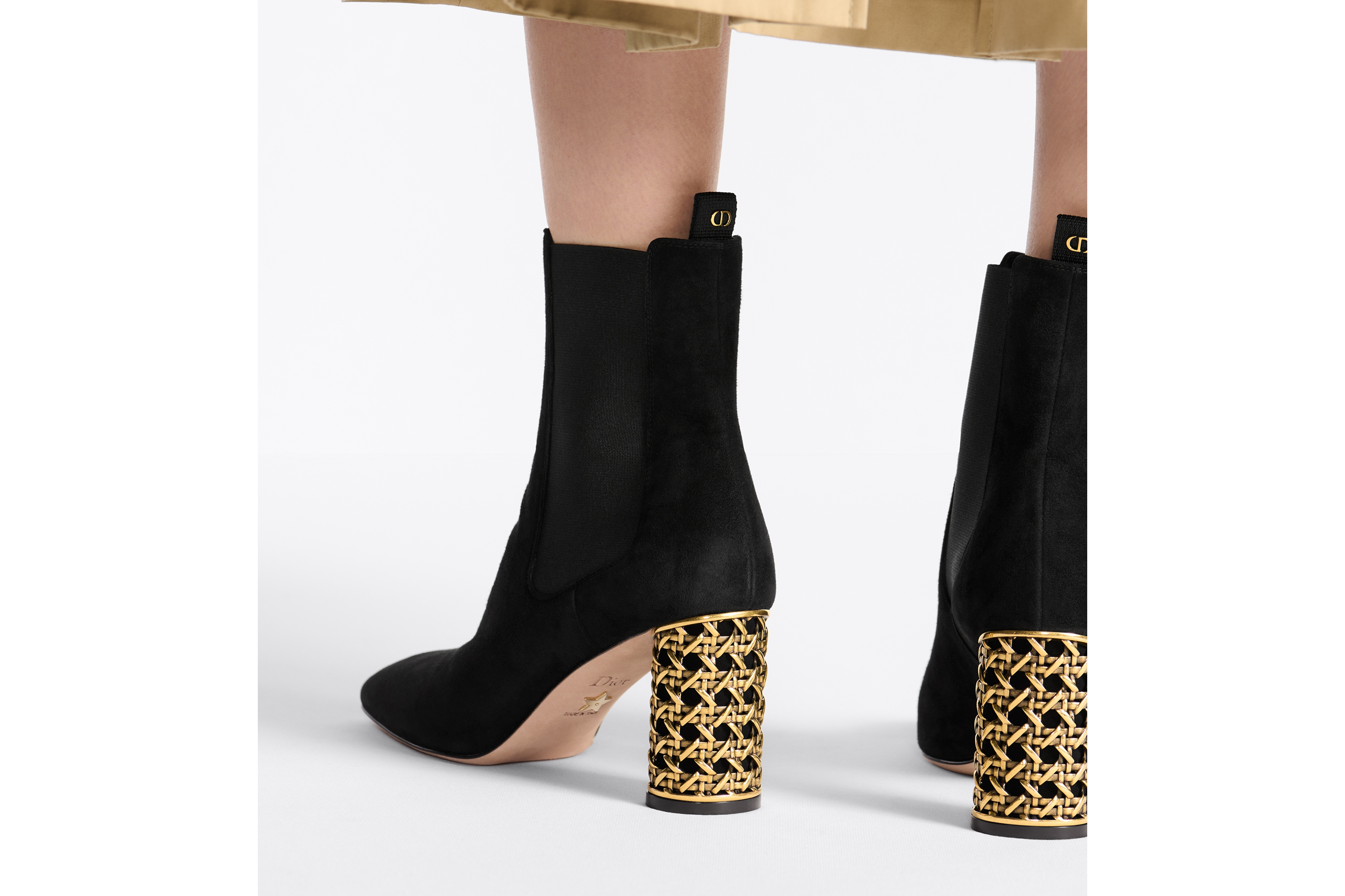 Dior Icon Heeled Ankle Boot Black Suede Goatskin | DIOR