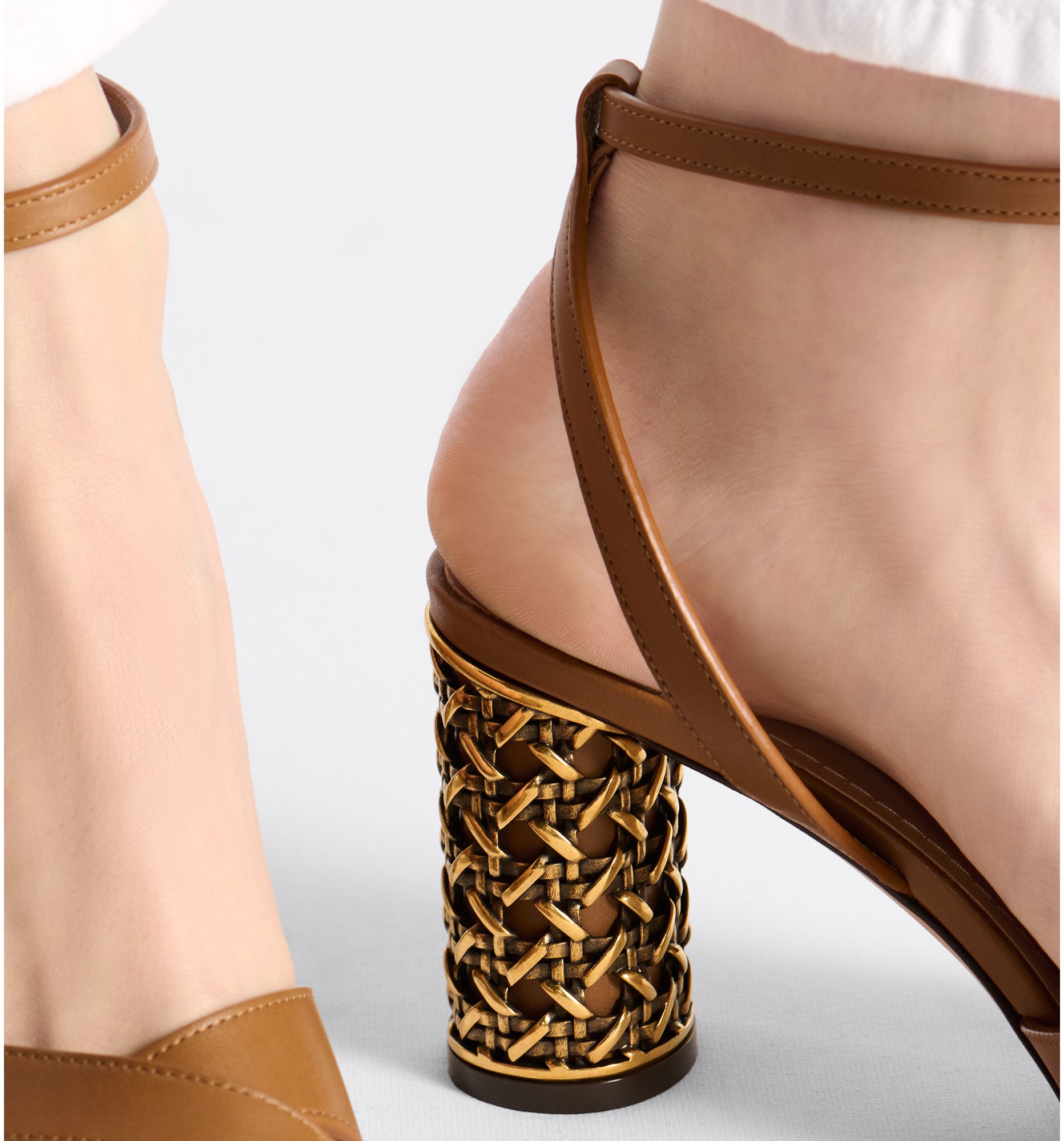 Dior Icon Heeled Sandal Camel Calfskin | DIOR