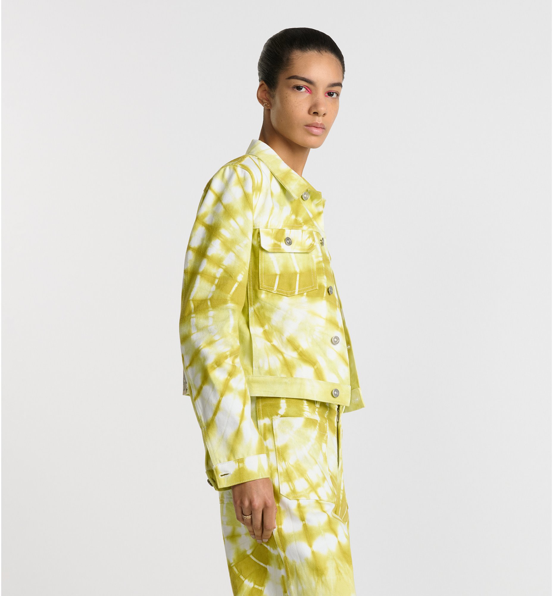 Miss Dior Jacket Lime Green Cotton Denim with Tie & Dior Motif | DIOR