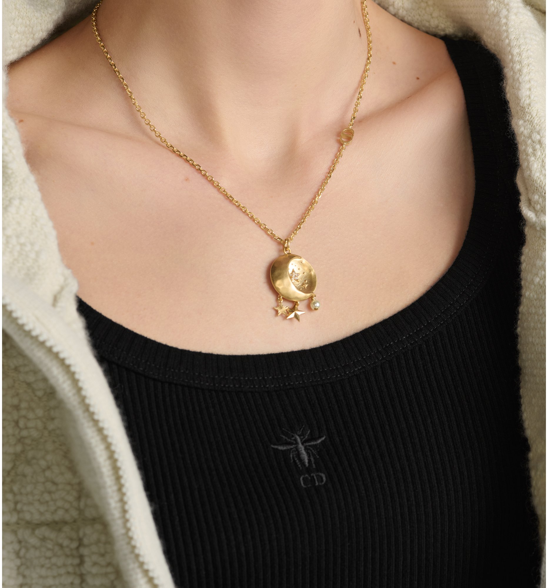 Dior Astral Necklace Gold-Finish Metal with a White Resin Pearl and ...