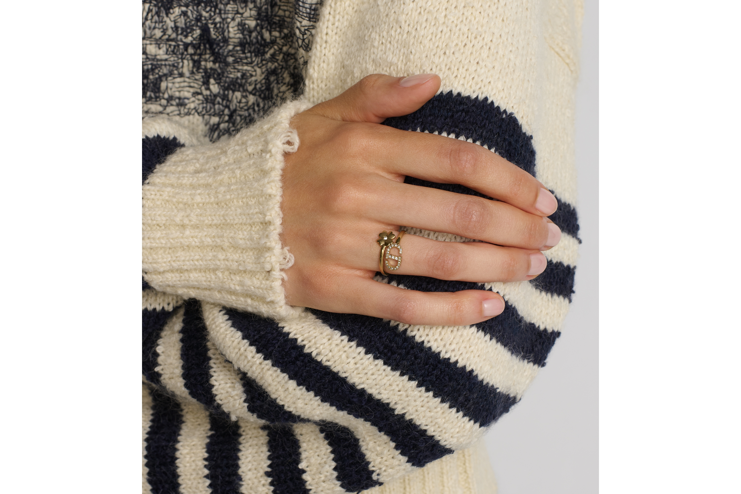 Petit CD Lucky Charms Ring Gold-Finish Metal and Silver-Tone Crystals ...