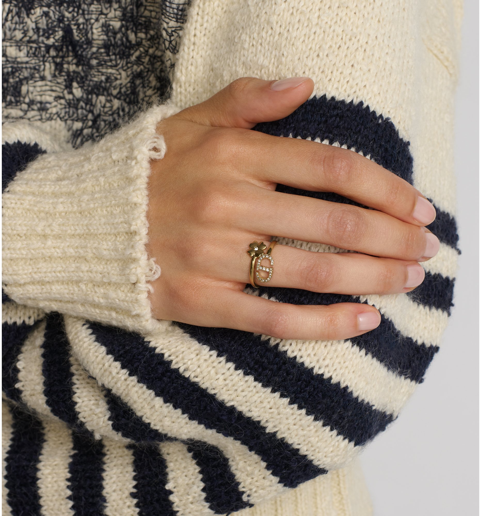 Petit CD Lucky Charms Ring Gold-Finish Metal and Silver-Tone Crystals ...