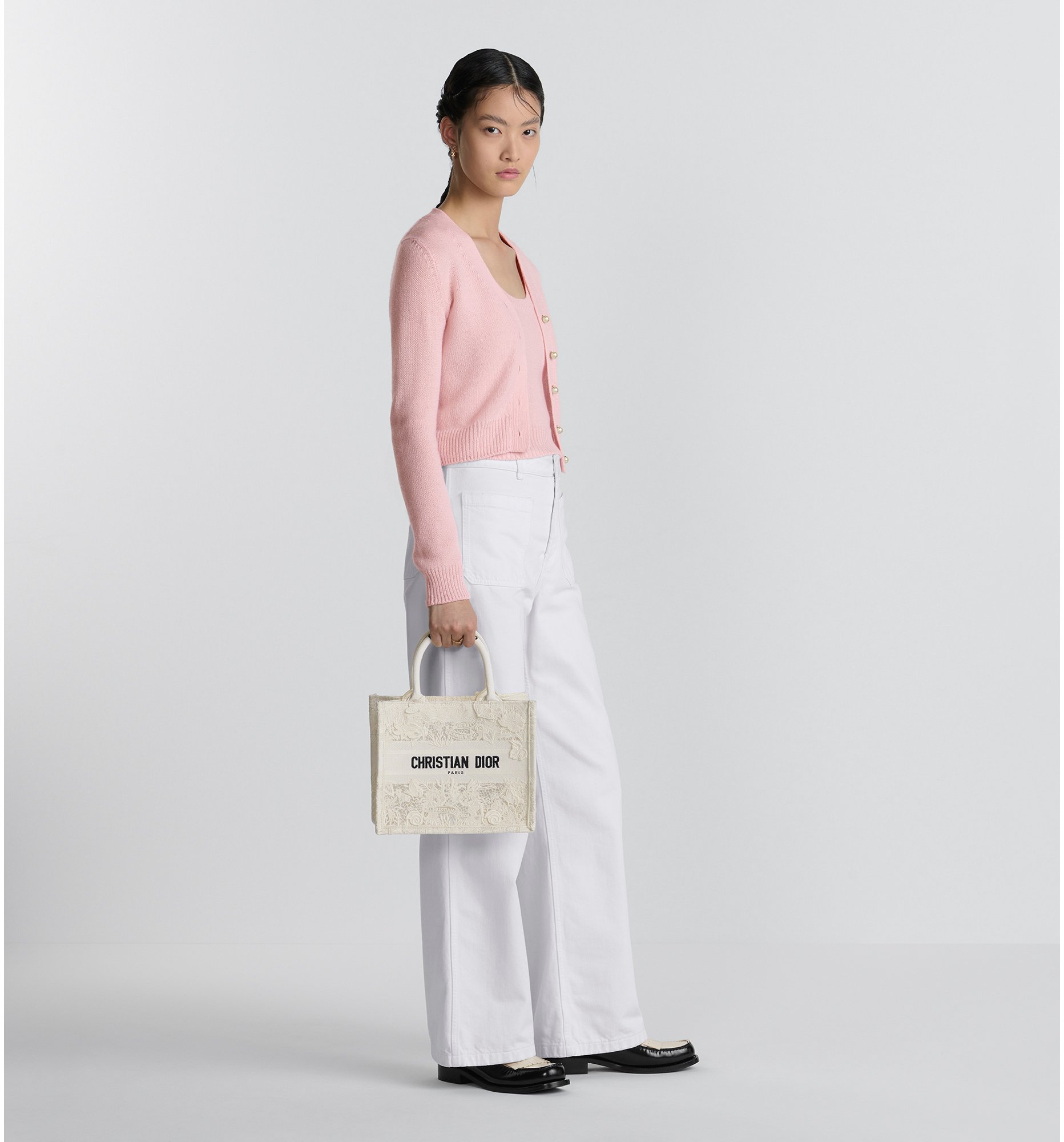 Small Dior Book Tote Latte Dior Cabinet de la Mer Embroidery (26.5 x 22 ...