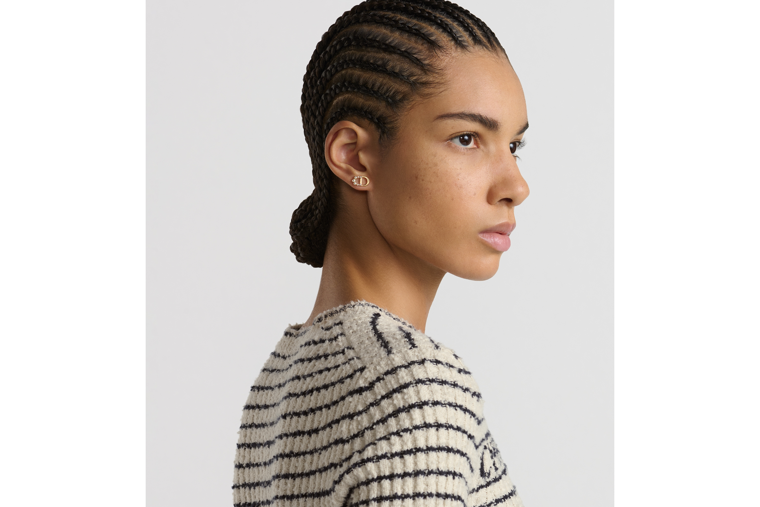 Petit CD Mini Stud Earrings Gold-Finish Metal and White Resin Pearls | DIOR