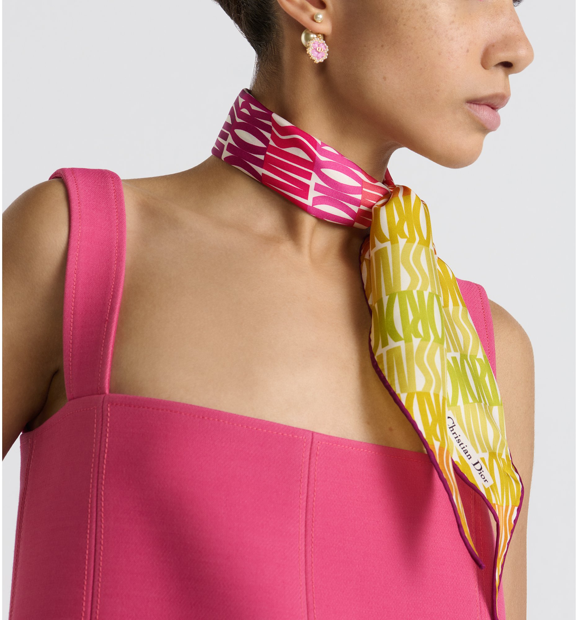 Dior Diamond Miss Dior Allover Twill de soie blanc multicolore | DIOR