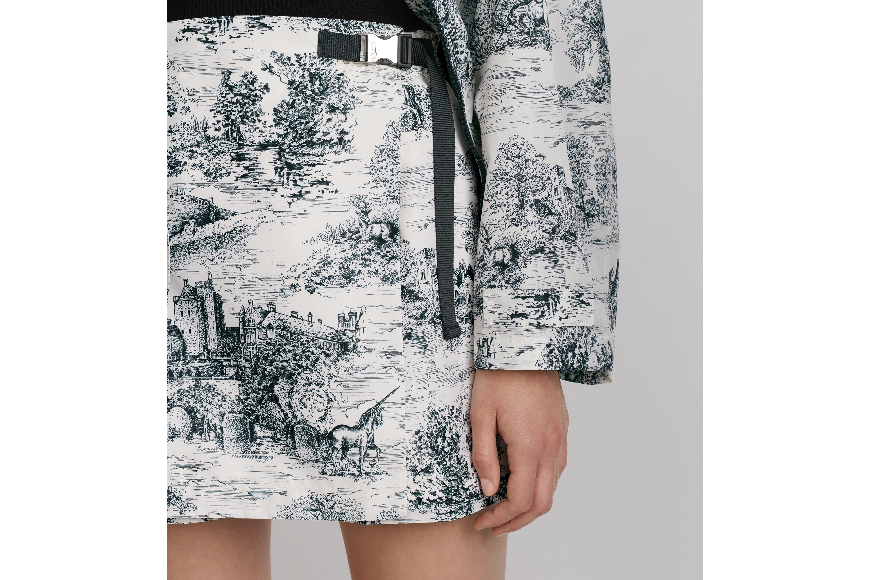 Skort White Technical Taffeta Jacquard with Blue Toile de Jouy Scotland ...