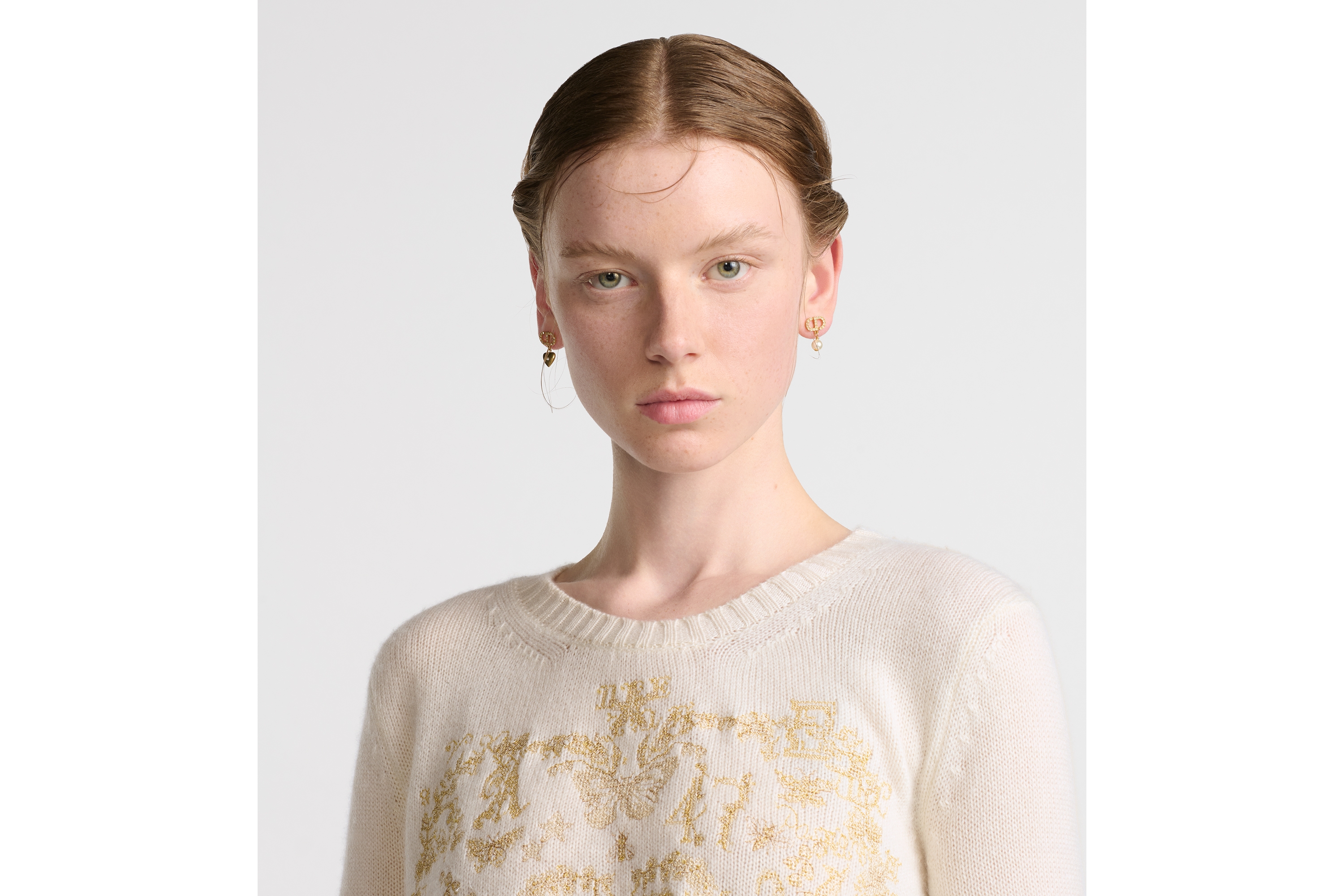 Suéter Dioramour con bordado Punto de cachemira color crudo con motivo ...