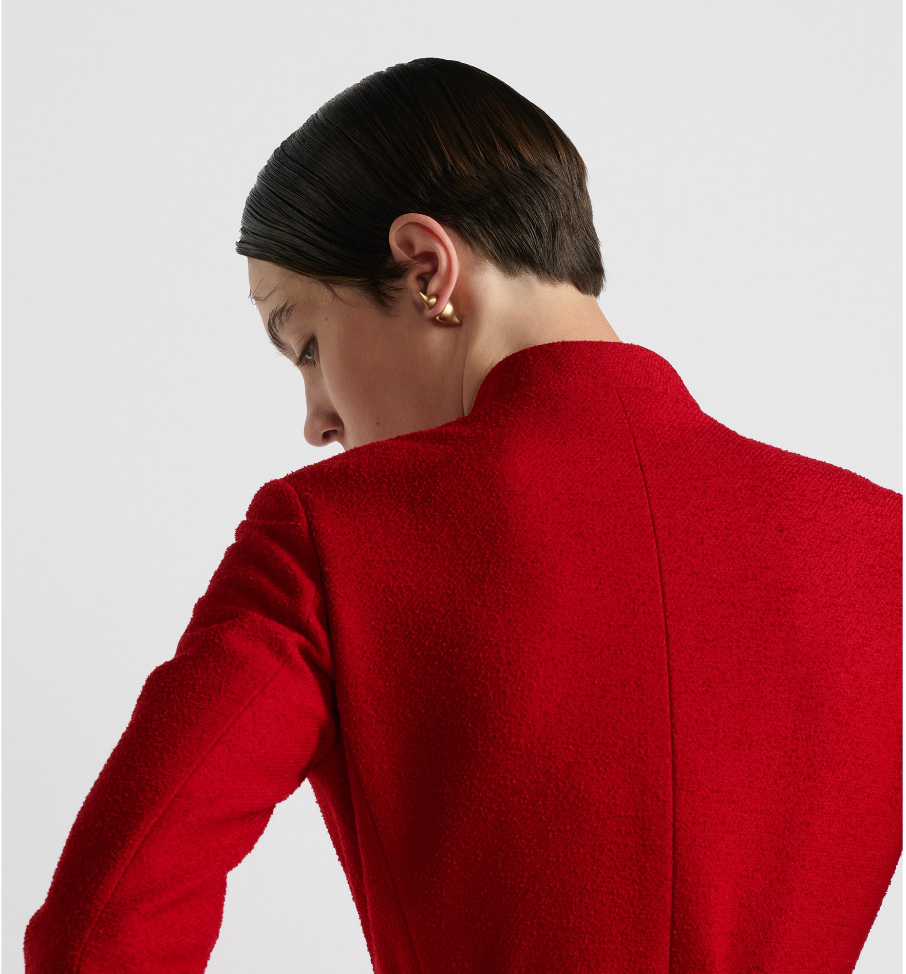 Cropped Jacket Bright Red Virgin Wool and Cotton Bouclé Blend | DIOR