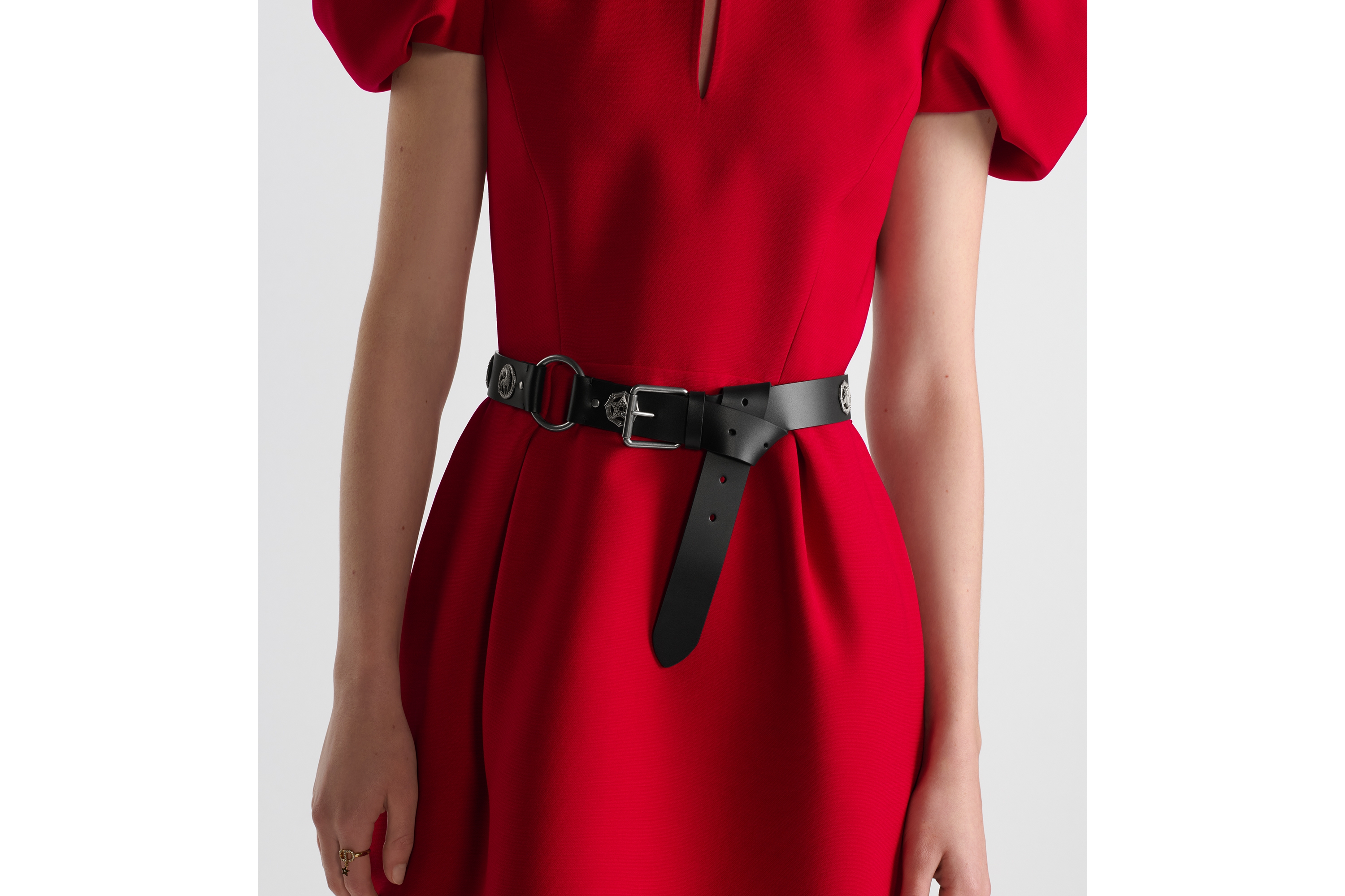 Short Belted Dress Bright Red Lightweight Wool and Silk | DIOR